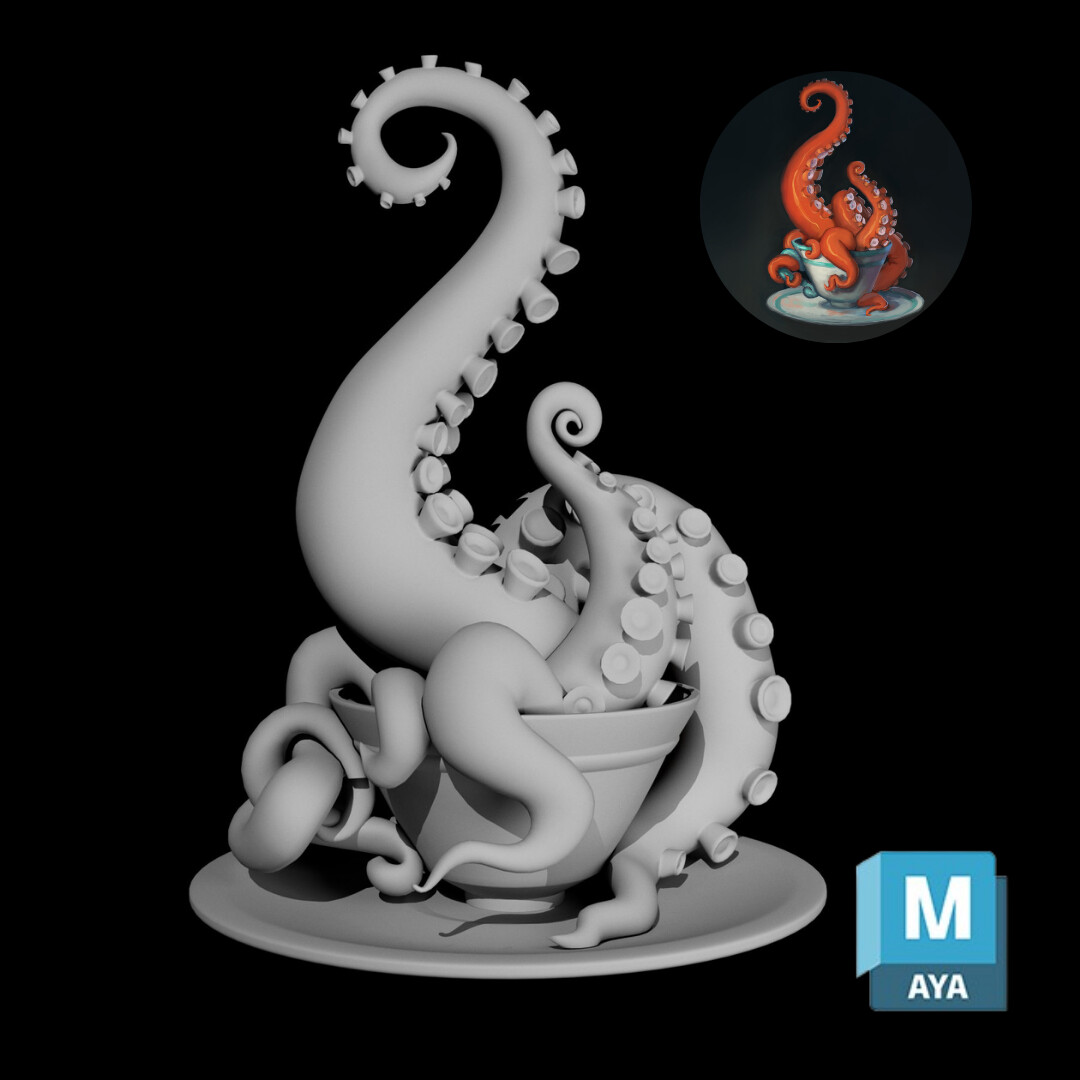 ArtStation - A Cup of Tentacles - Modeling