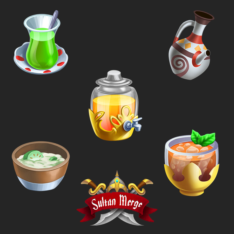 ArtStation - Sultan Merge - Merge Items - Drinks and Jars