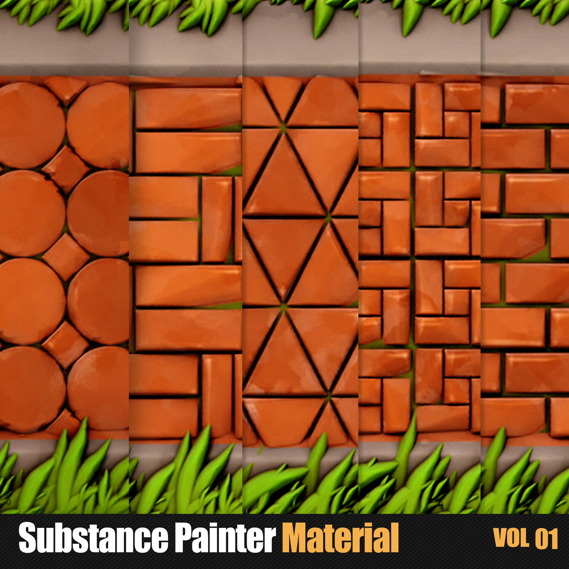 ArtStation - 15 Stylized Wall Materials In Substance Painter
