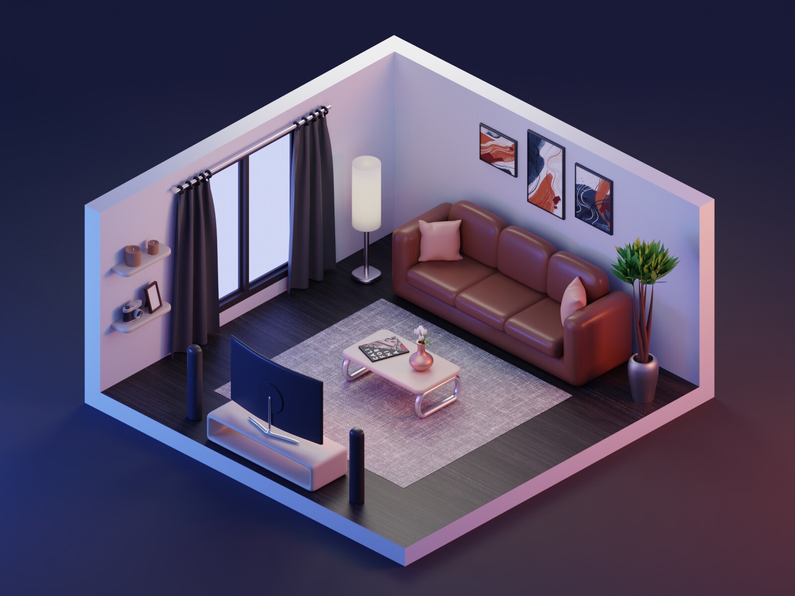 ArtStation - Isometric Living Room