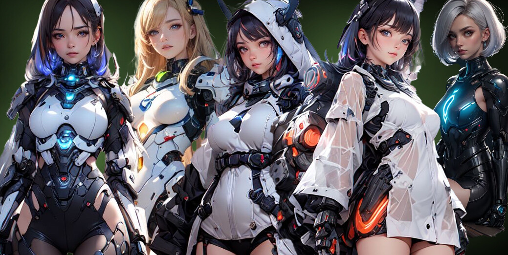 ArtStation - 248 Mecha Android Beauties Design Reference Art V2 4K in shop!