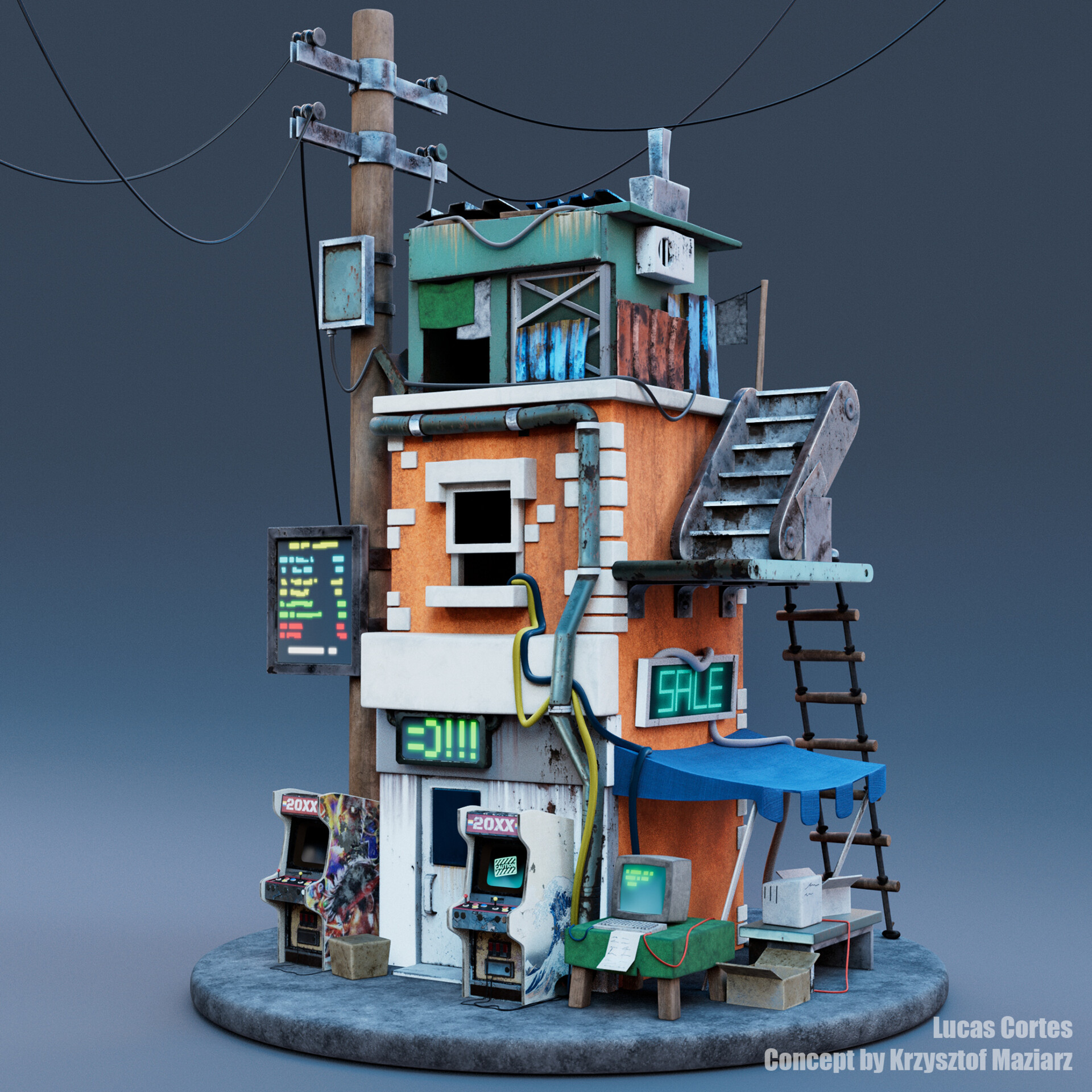 ArtStation - Retro Post Apocalyptic Building
