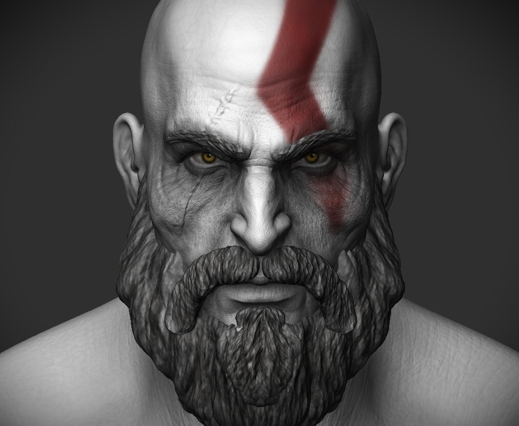 ArtStation - Kratos head sculp