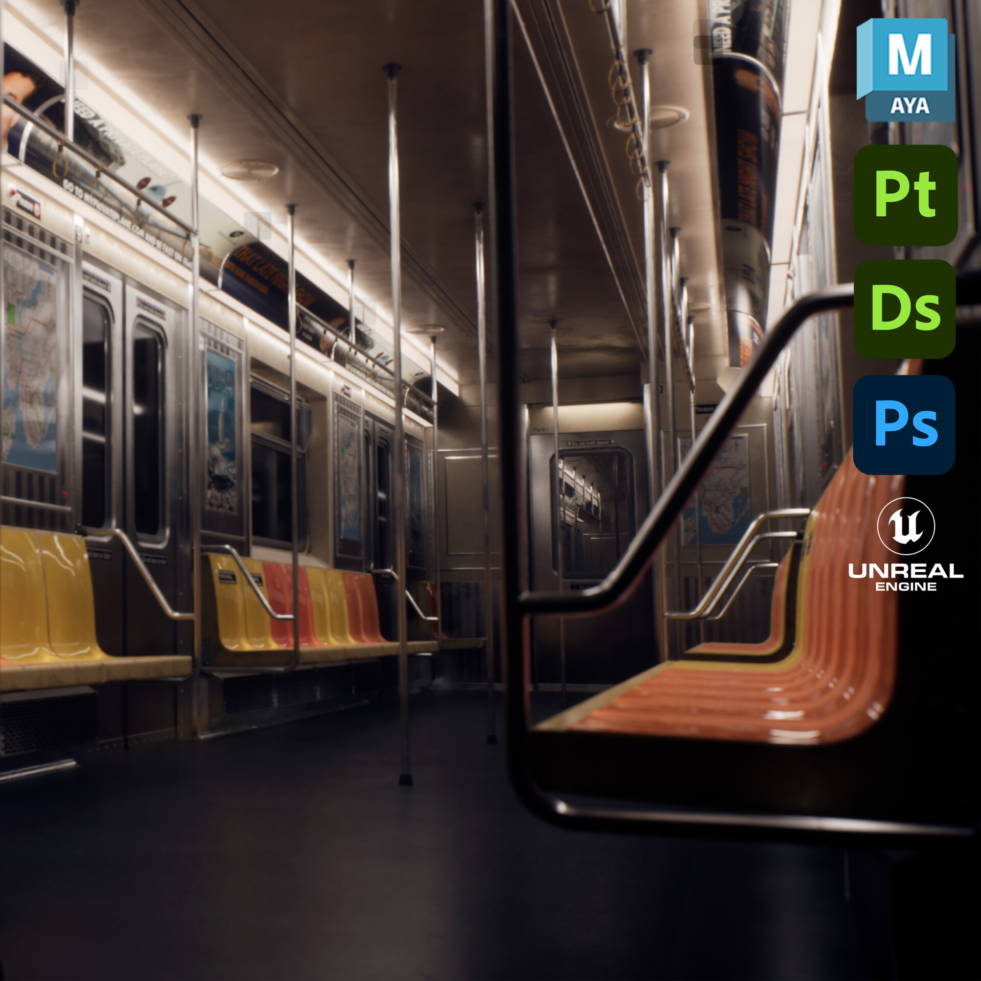 ArtStation - NYC Metro Train Interior