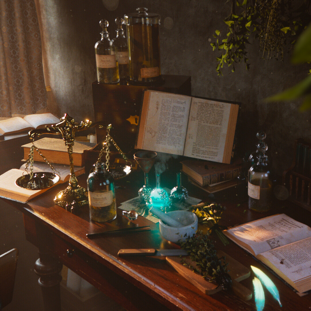 ArtStation - Potion Crafter's Desk