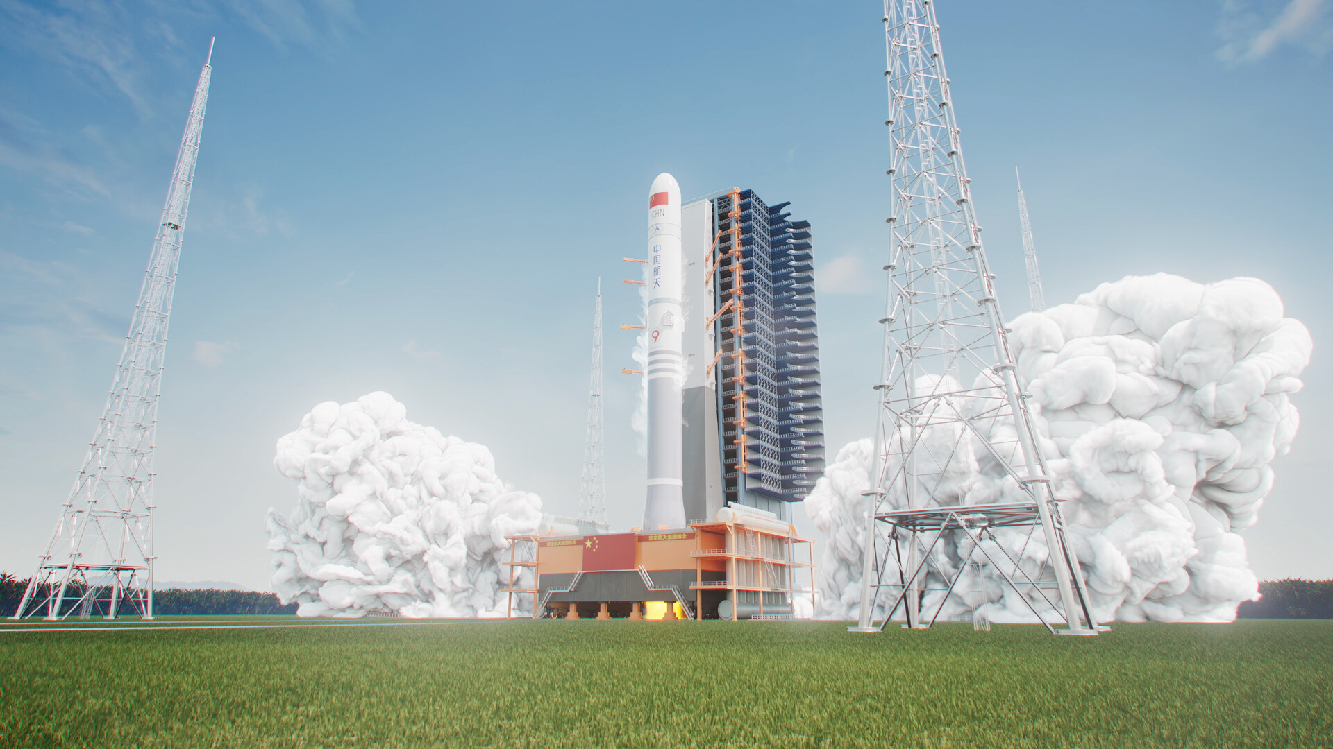 ArtStation - Long March 9 Rocket Launch to the Moon Orbit, Lunar ...