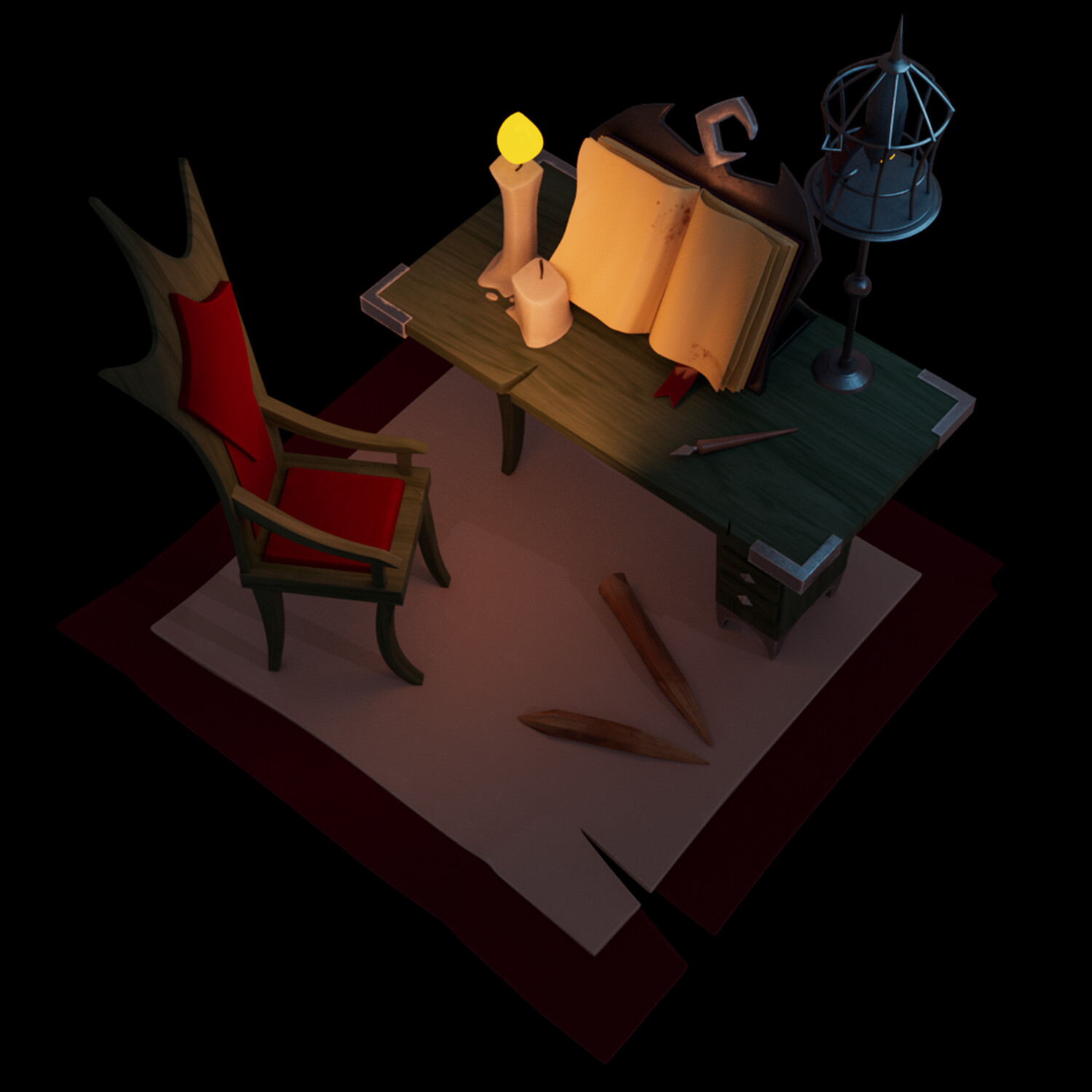 ArtStation - Vampire Hunter's Study | 3D Model and Render