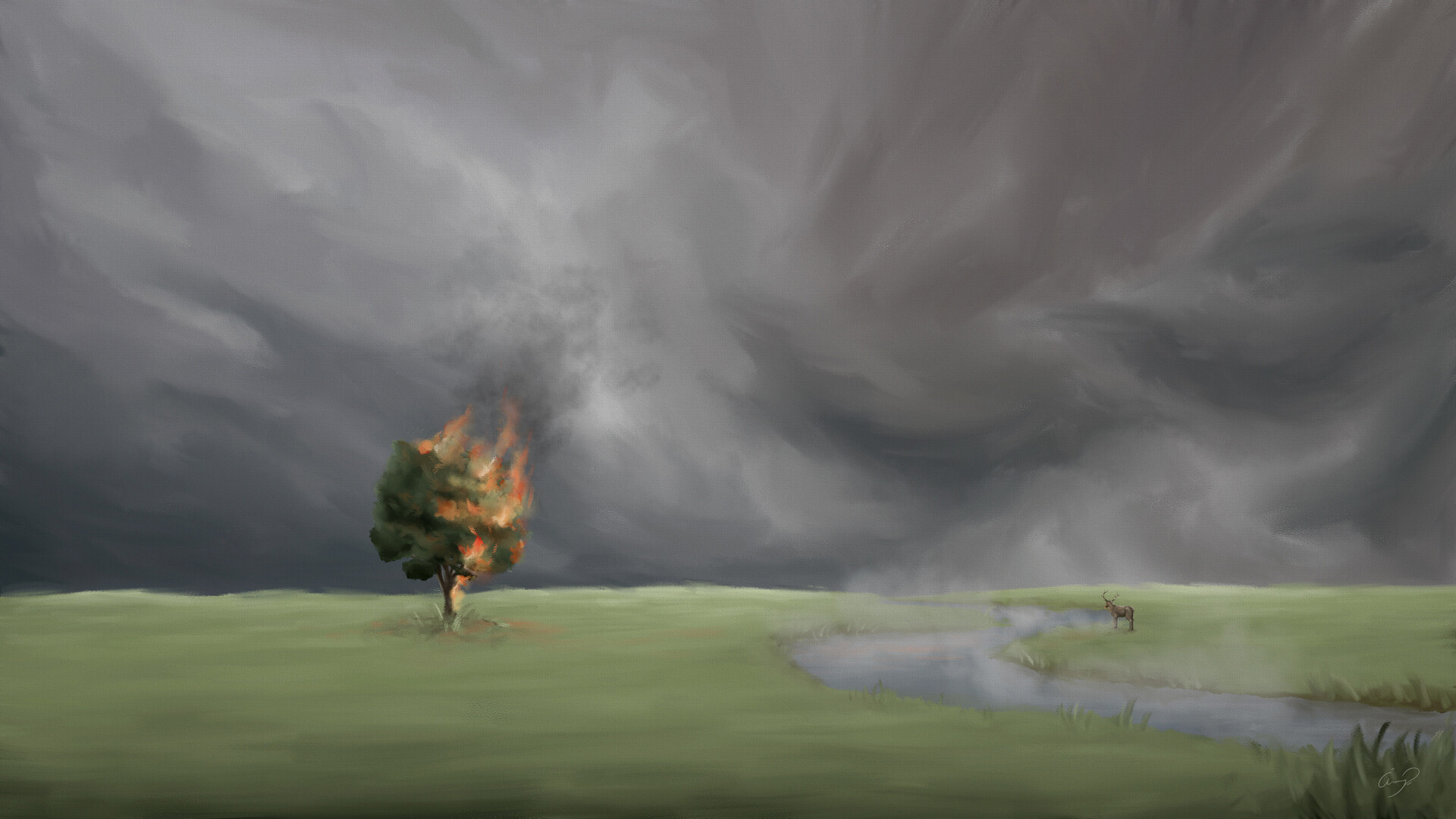 ArtStation - Stormy landscape