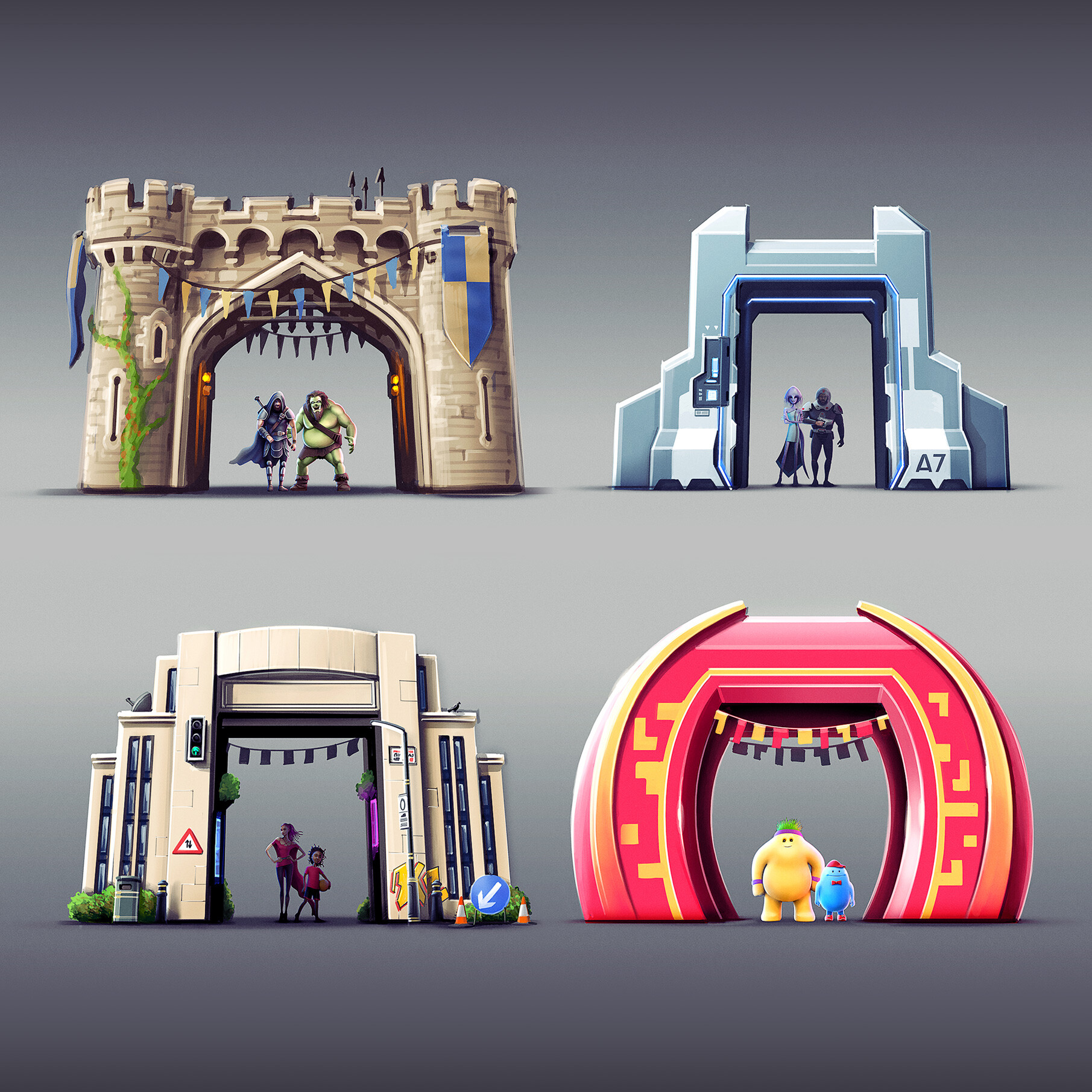 ArtStation - Theme Park / Social Space - gate concept art