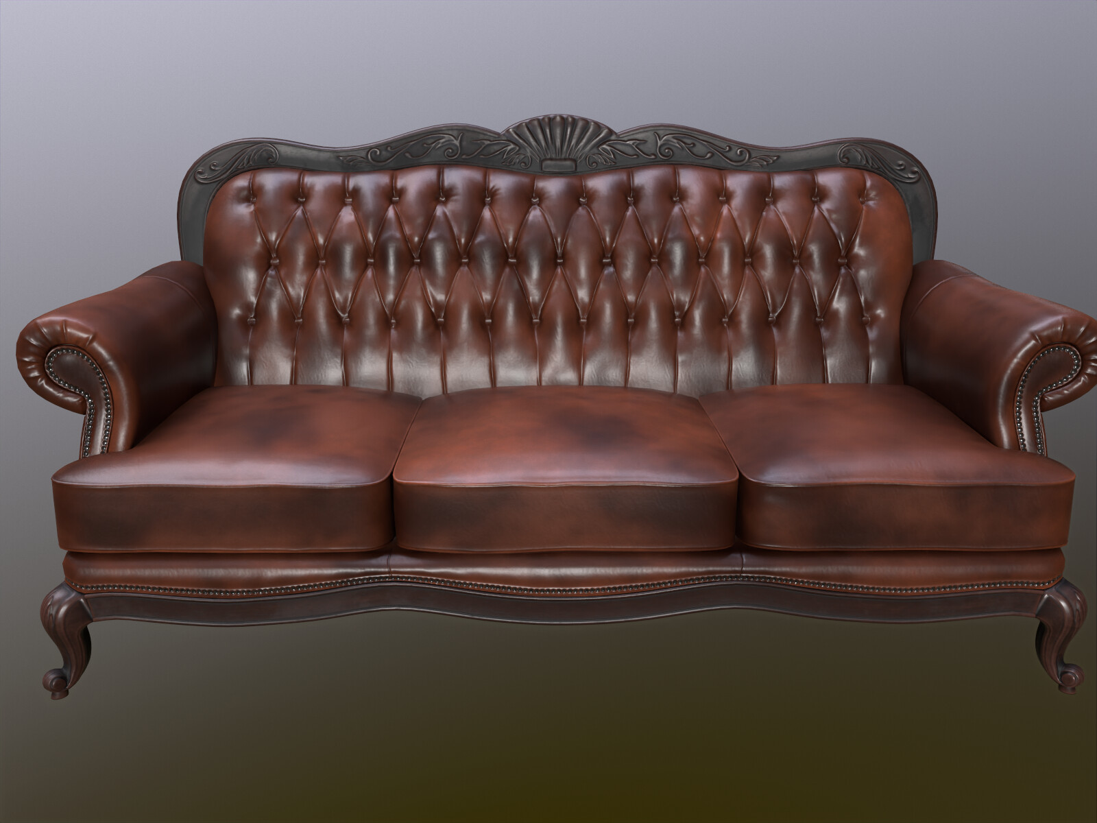 ArtStation - Vintage Brown Leather Sofa