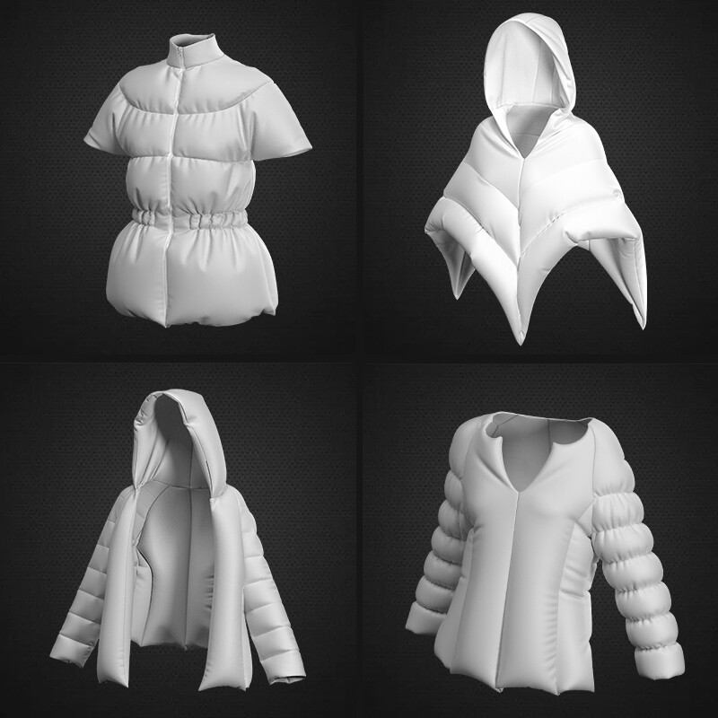ArtStation - 27 BASIC PUFFED CLOTHES COLLECTION: ZPRJ + OBJ + FBX ...