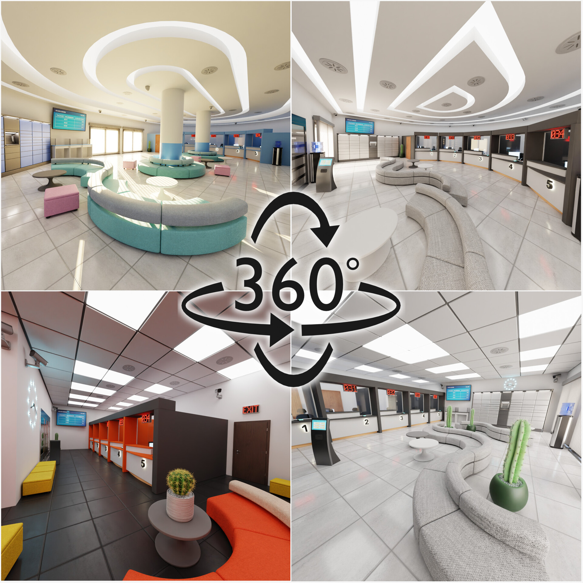 ArtStation - VR Visualizations of 4 Interior Design Concepts for Post Offices and Banks