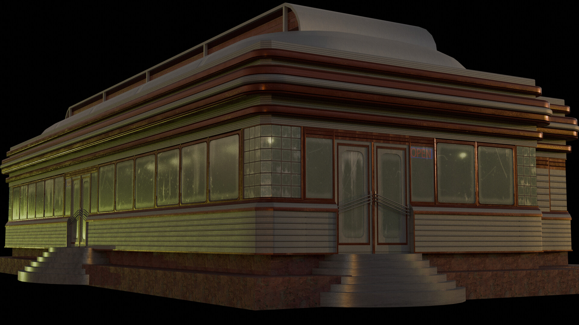ArtStation - 1950s Diner Exterior (WIP)
