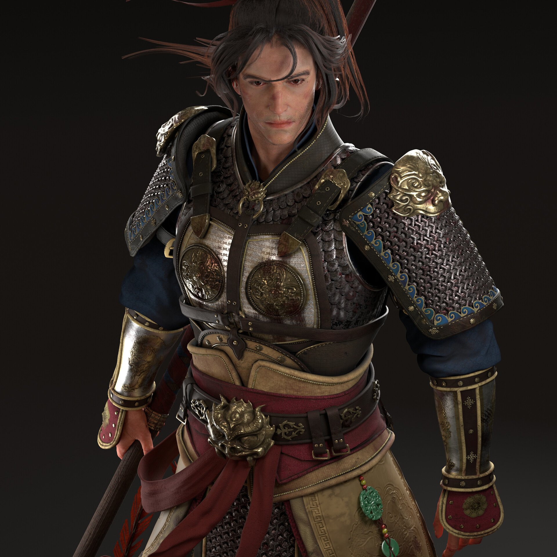 ArtStation - Dynasty Warrior 3d lookdev character modeling