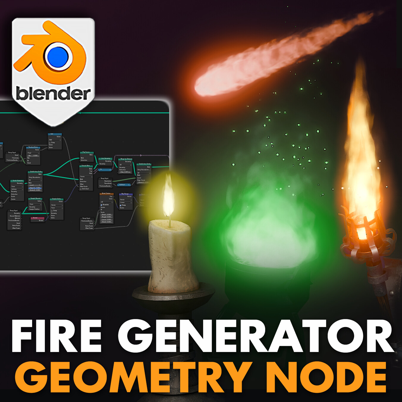 3D Tudor - Blender 4 Game Changer Fire Geometry Node