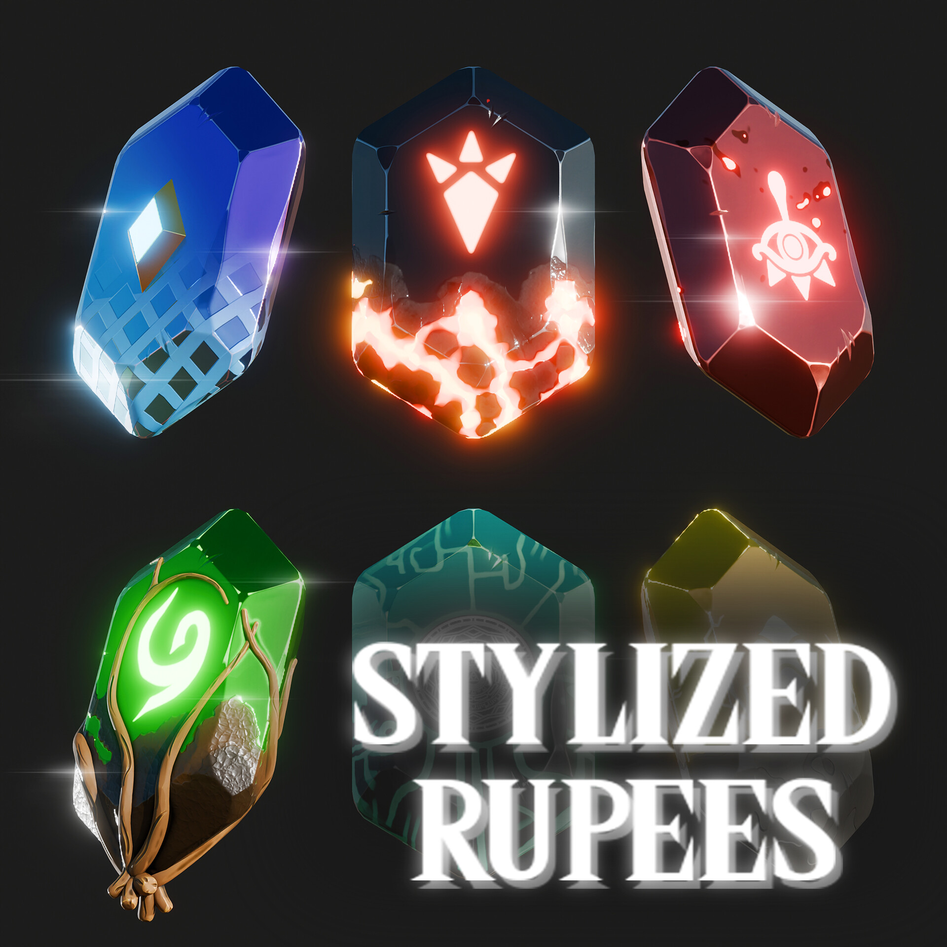 ArtStation - Stylized Rupees- Zelda Concept