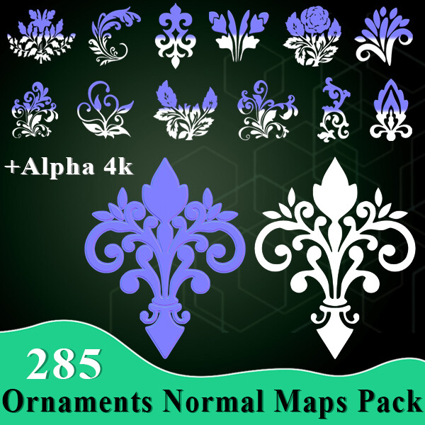 ArtStation - 285 Ornaments Normal Maps and Alpha Pack