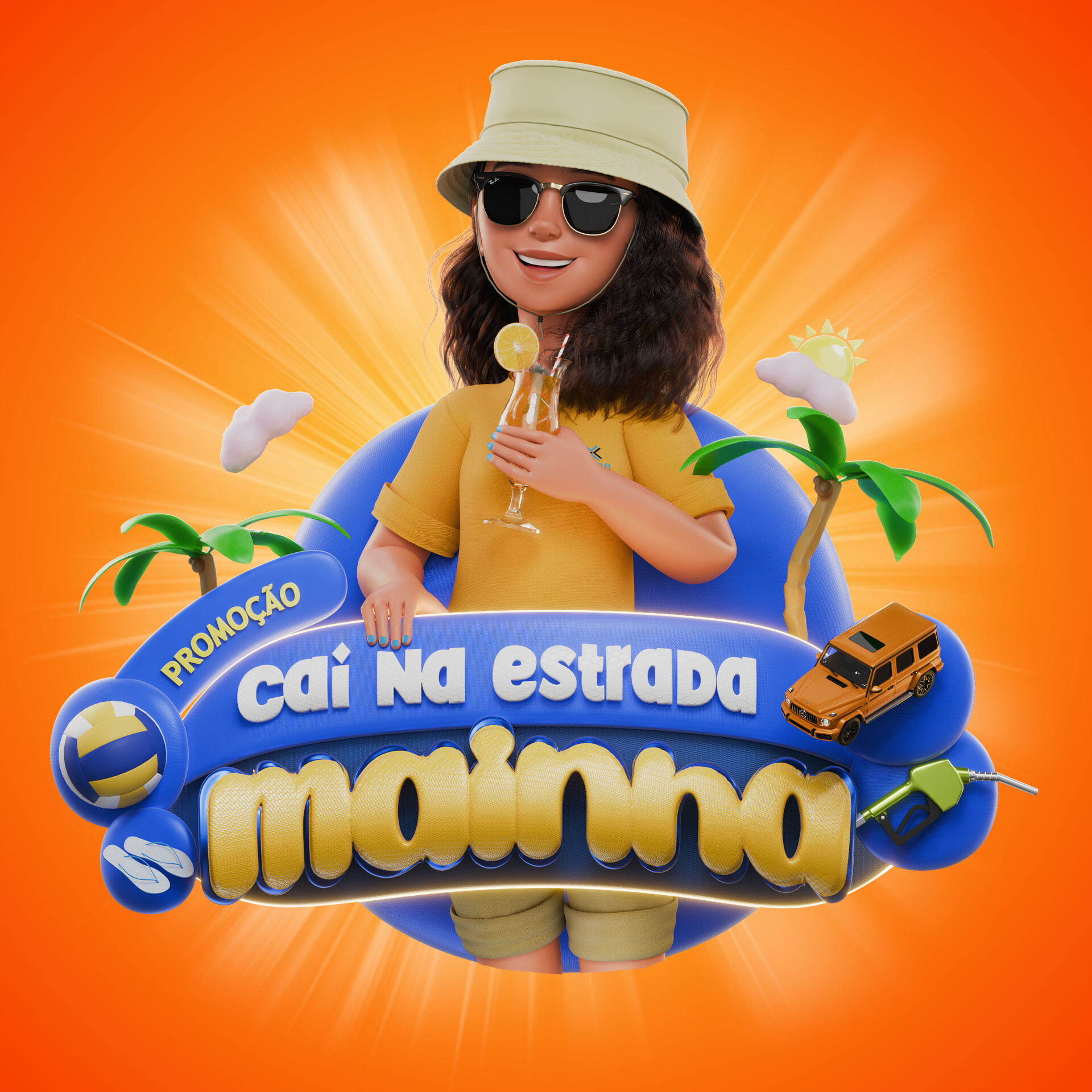 ArtStation - selo 3d - cai na estrada