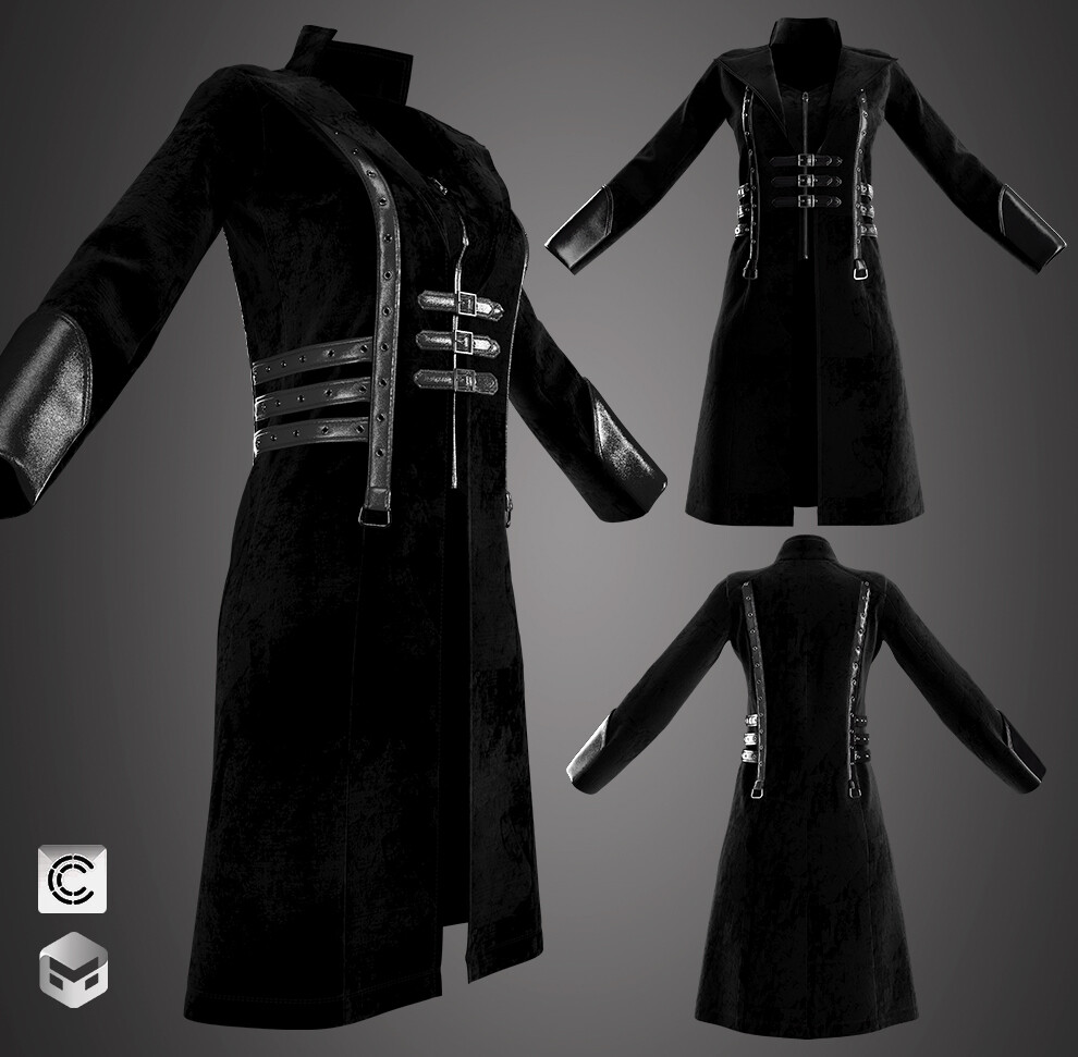 ArtStation - 5 Women's Gothic Rave Coat (ZPRJ+FBX+OBJ Files)