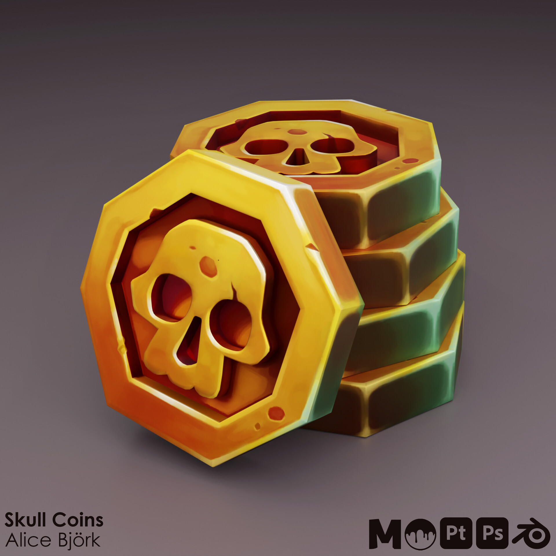 ArtStation - Skull Coins - Hand Painted 3D Model (3DCoatTextura ...