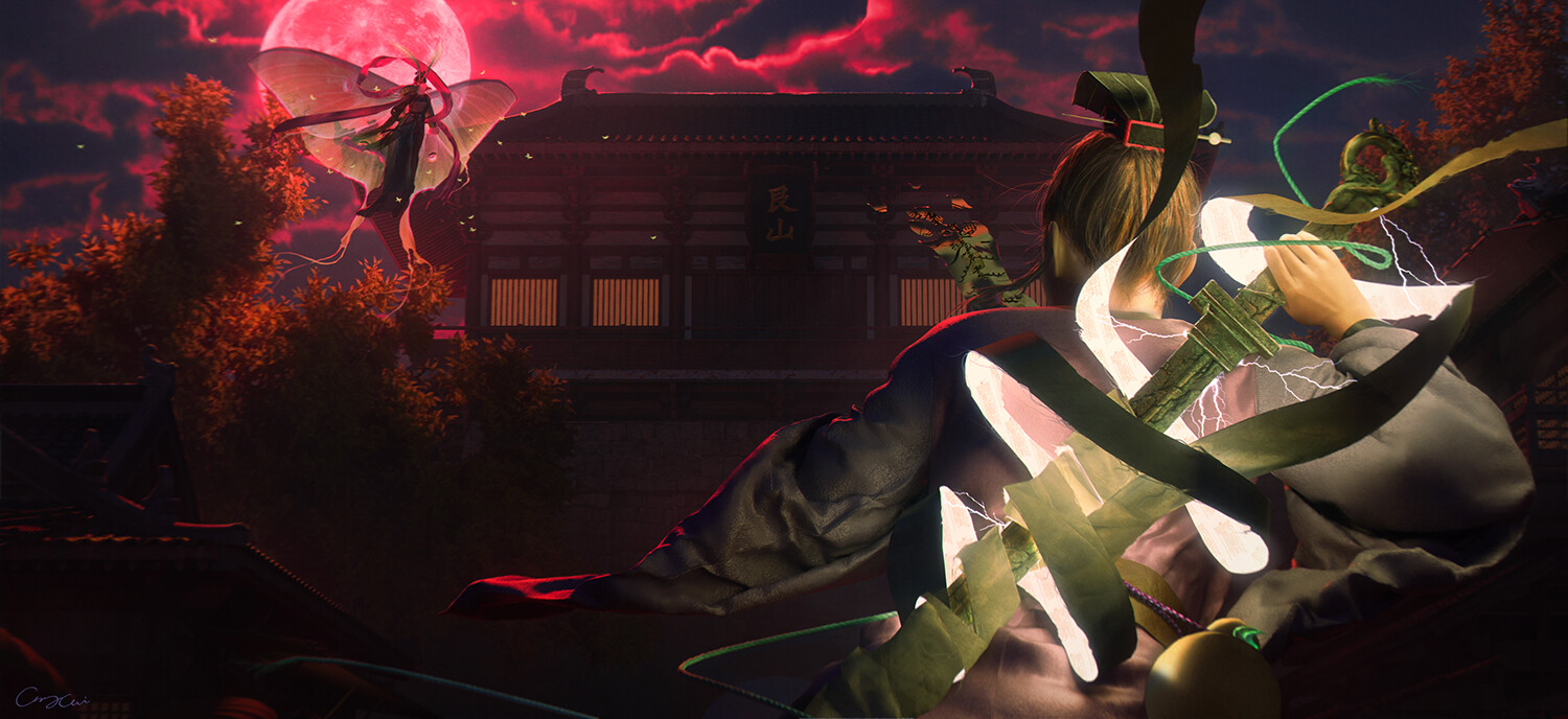 ArtStation - A day of Daoshi Prentice _ Genshan Gate _Yaoguai Hunting