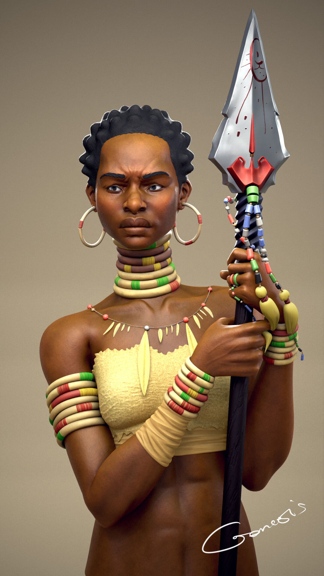 ArtStation - African warrior chick