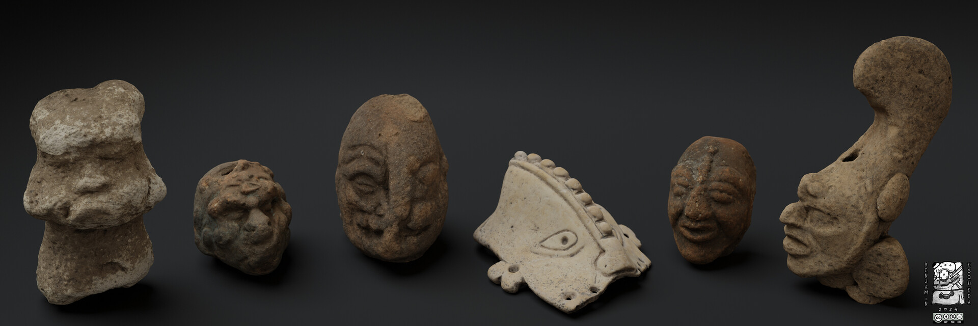 ArtStation - Mayan ceramic and shell figurines of two archaeological ...