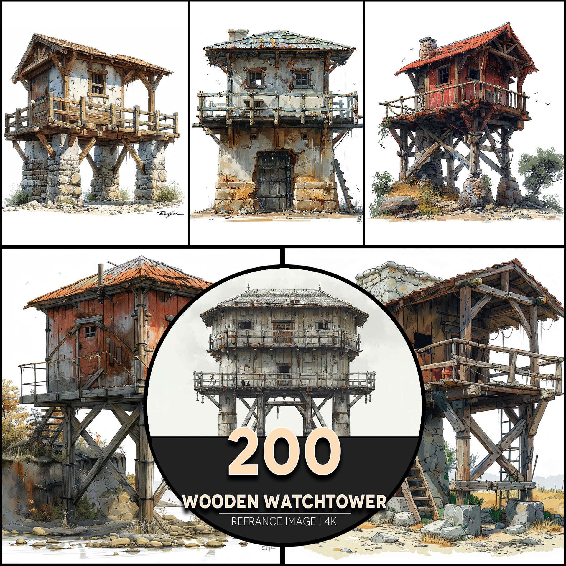 Pixel Ref - Wooden Watchtower 4K Reference/Concept Images