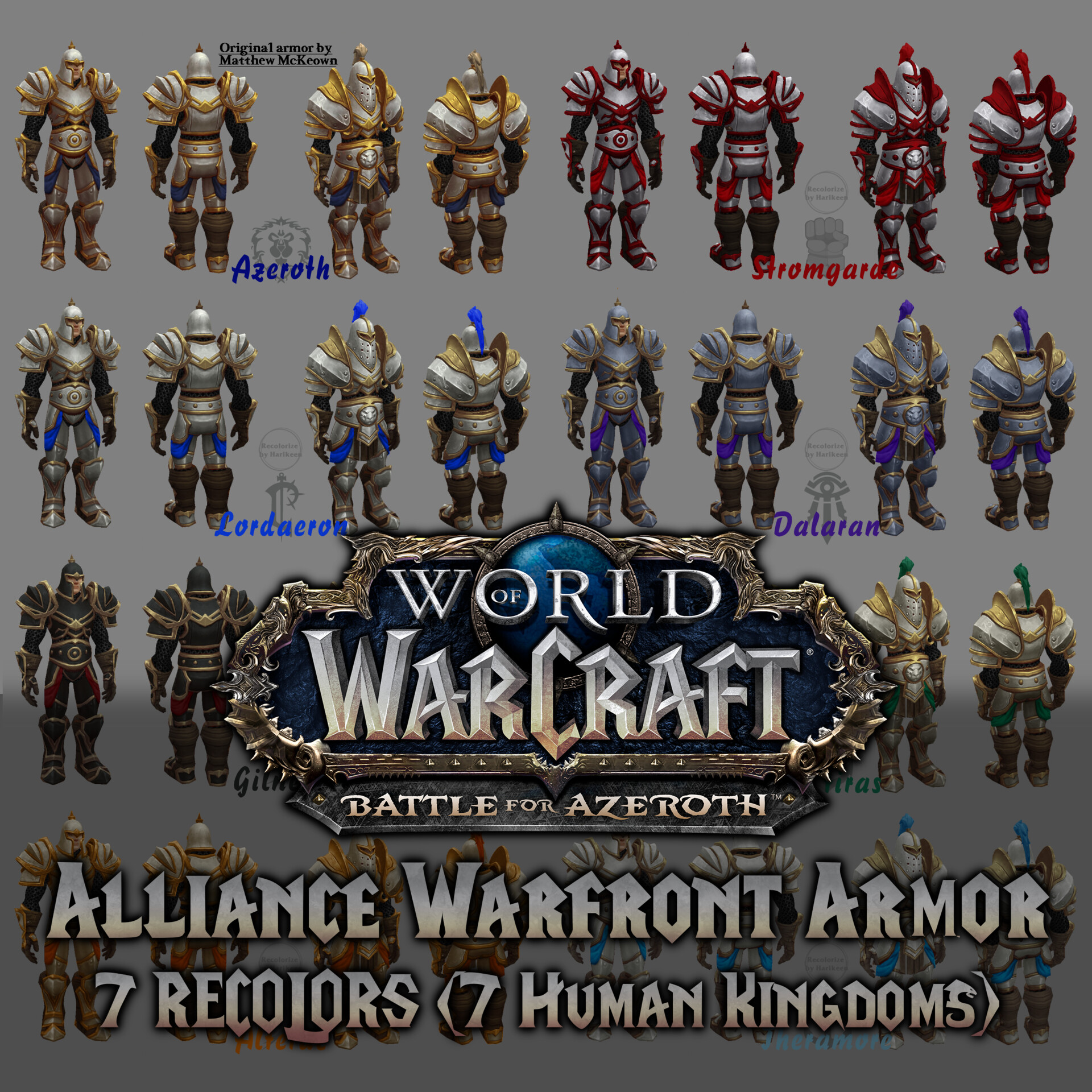 ArtStation - Alliance Warfront Armor - 7 RECOLORS (Human Kingdoms) by ...