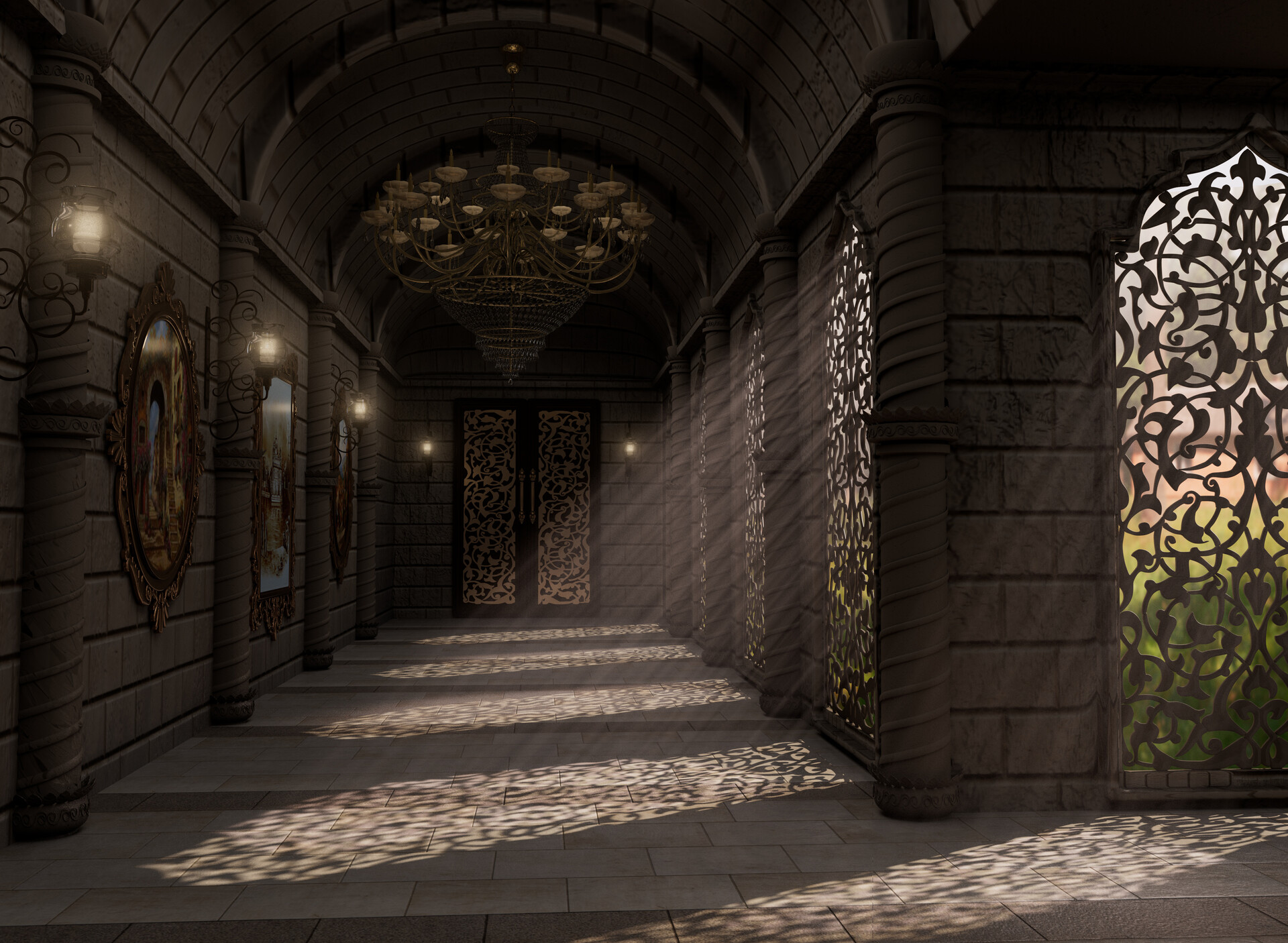 ArtStation - " Medieval Castle Corridor