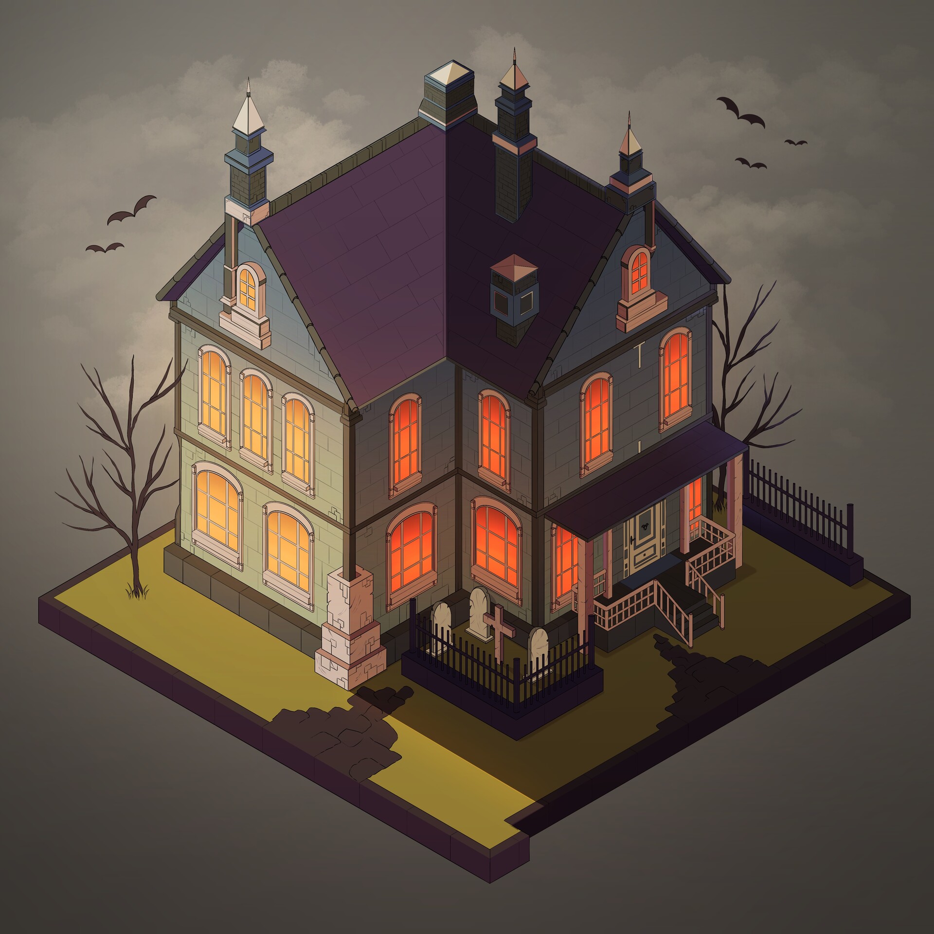 ArtStation - Vampire mansion isometric