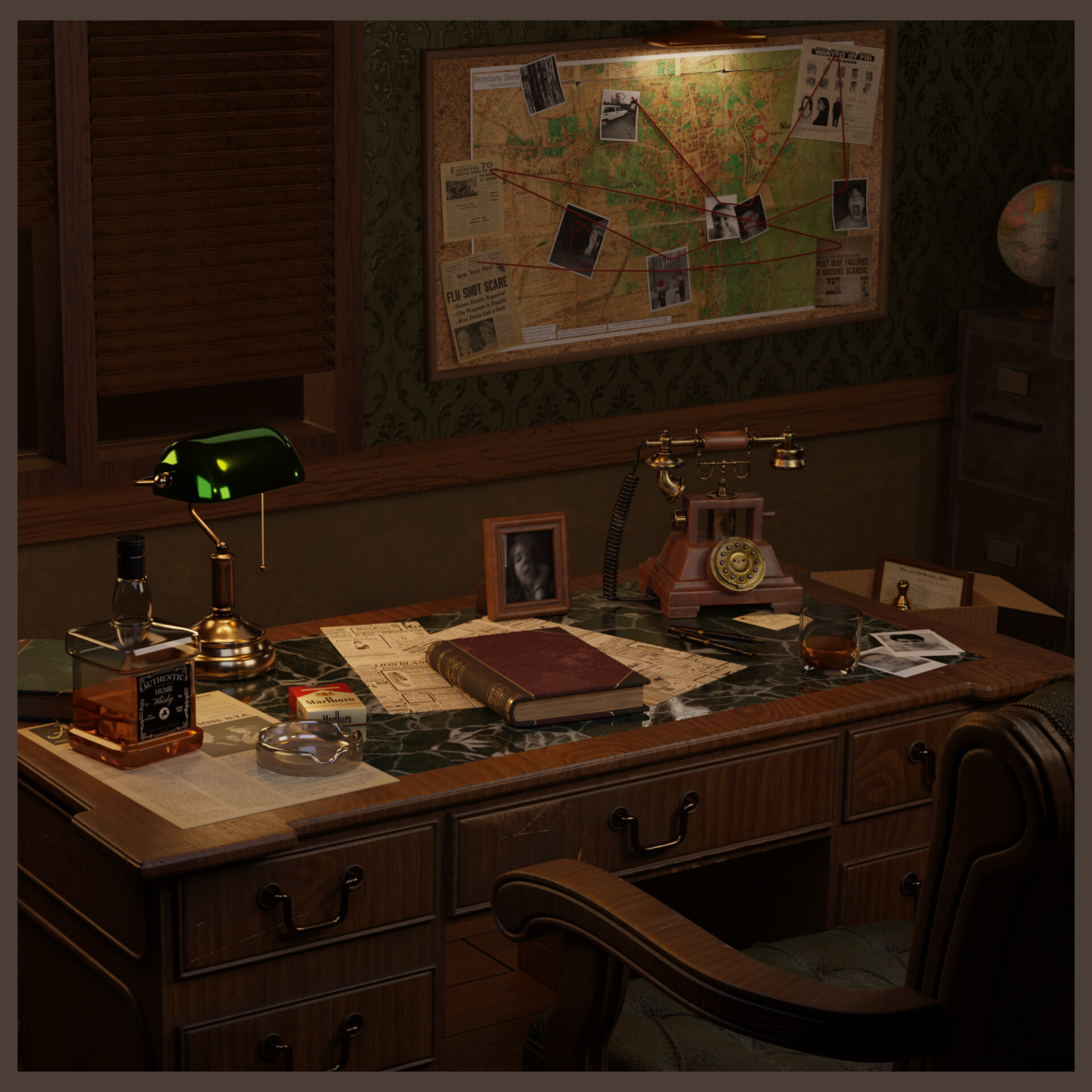 ArtStation - Old Detective room from 1970's