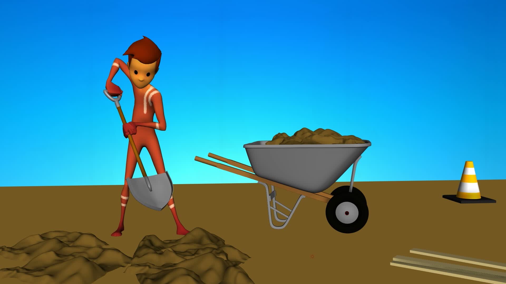 ArtStation - Wheelbarrow Shoveling Body Mechanic Animation