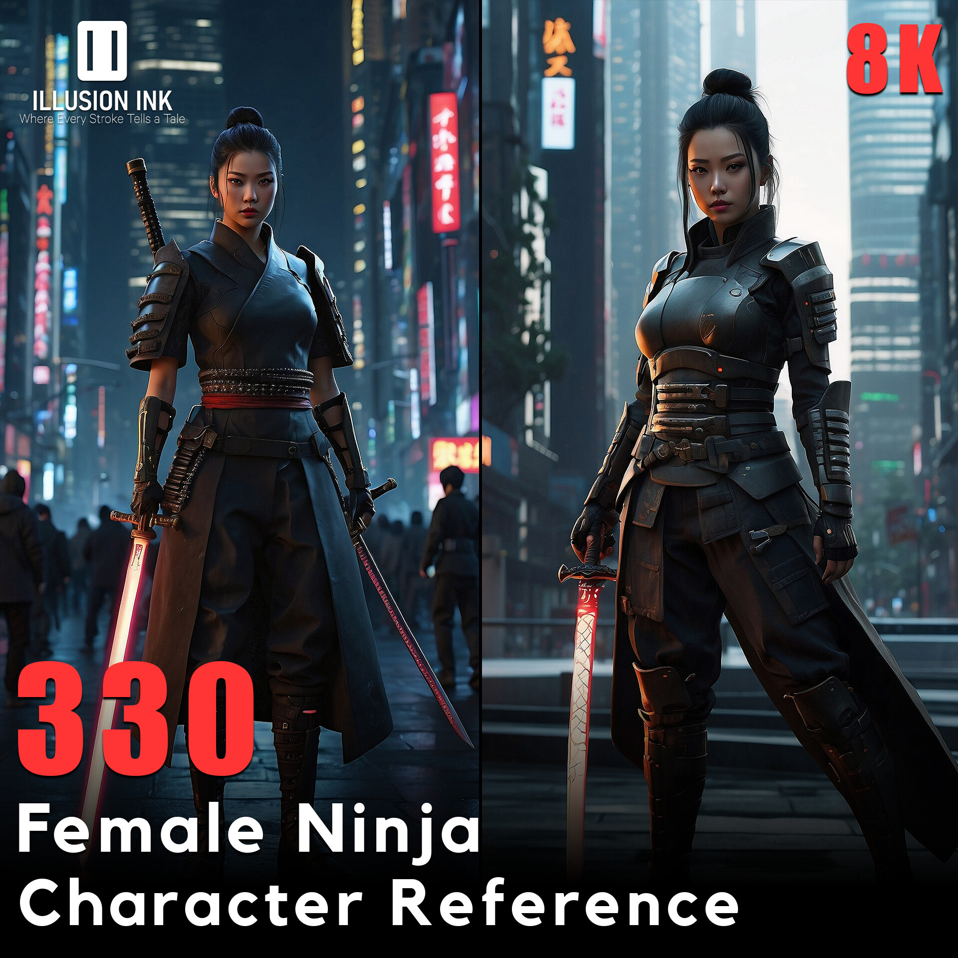 ArtStation - 330 Female Ninja Characters Reference Photos - Different Styles | 8K