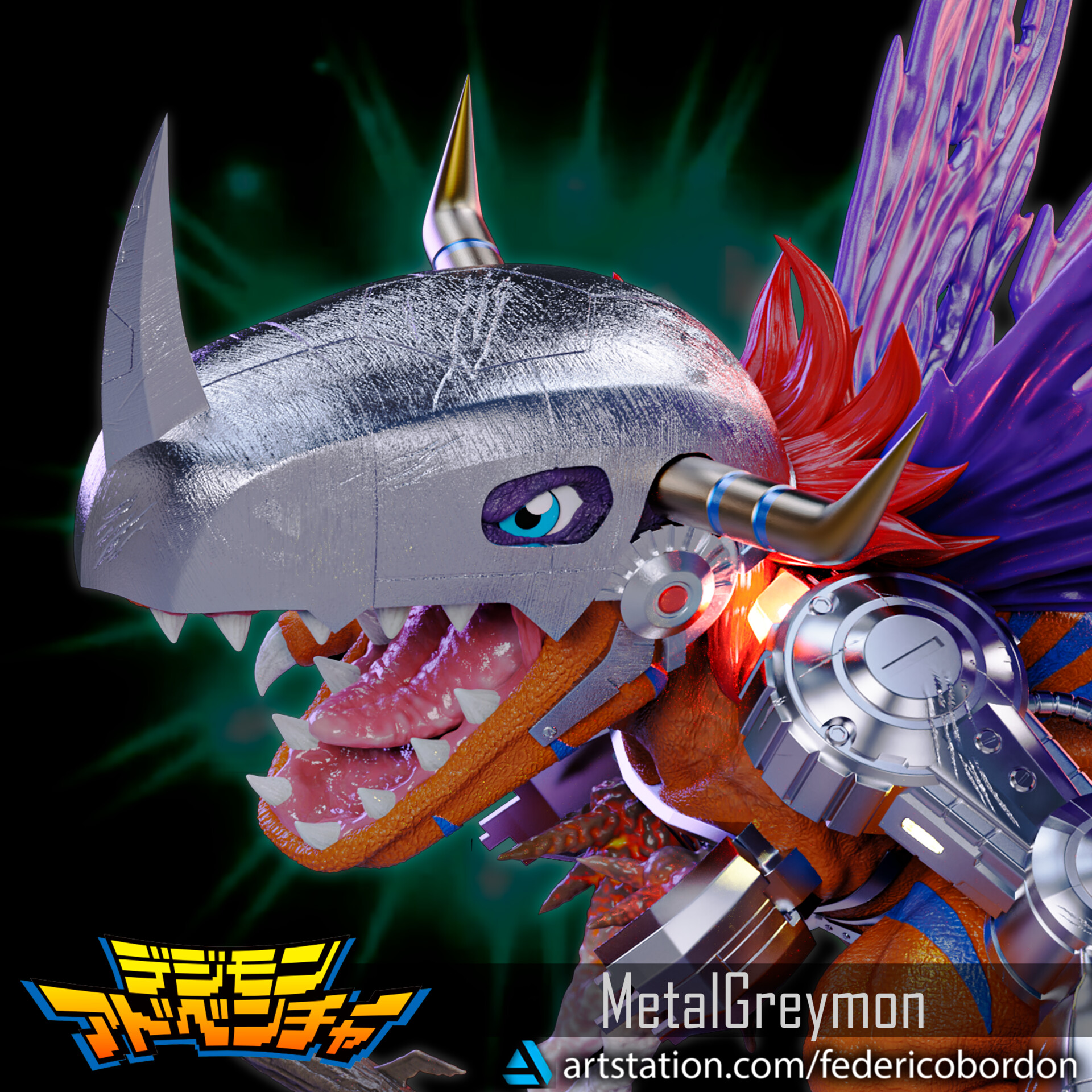 ArtStation - METALGREYMON fanart (digimon)