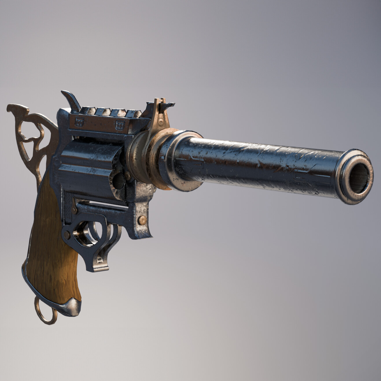 ArtStation - Stylized Revolver Game Model