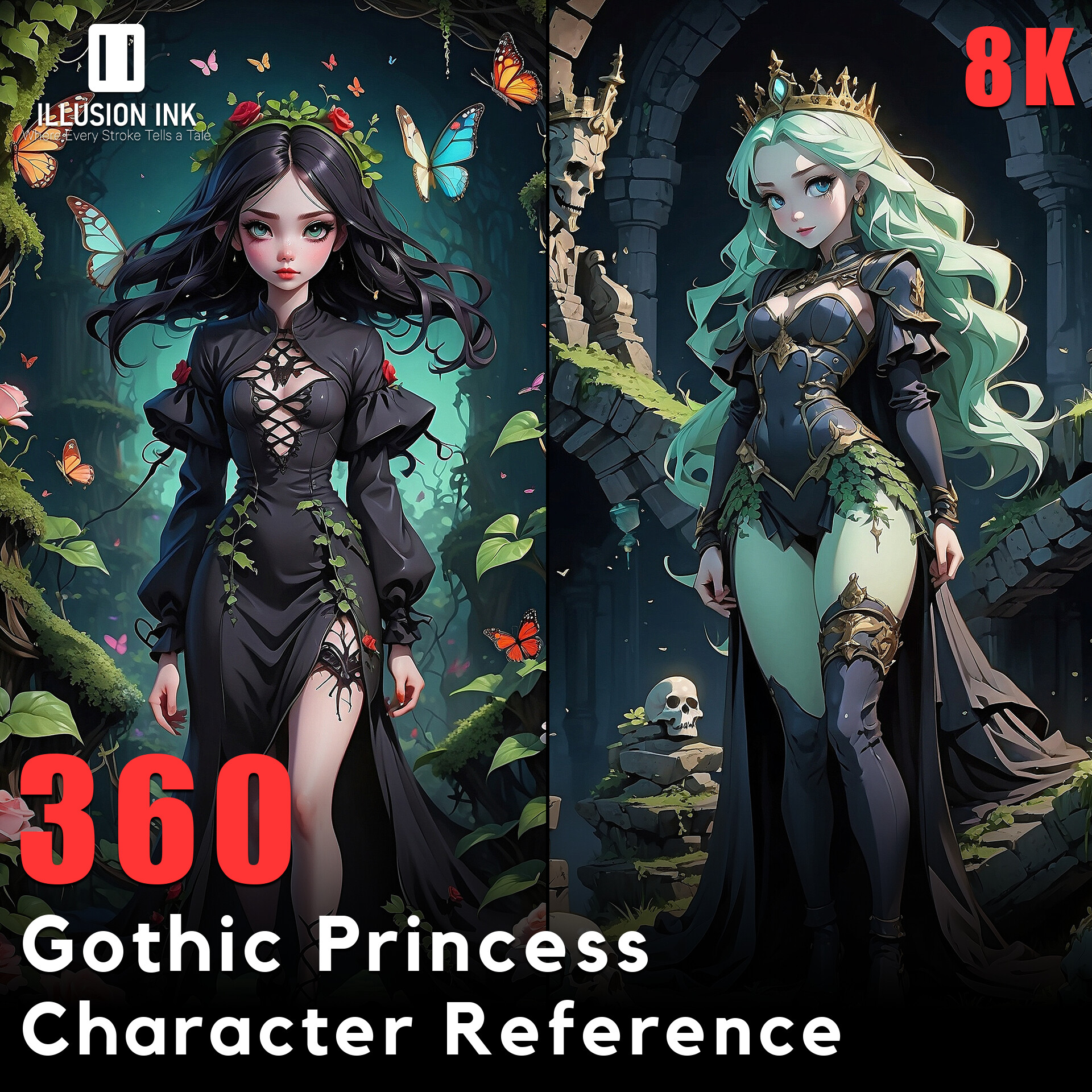 ArtStation - 360 Gothic Princess Characters | 8K