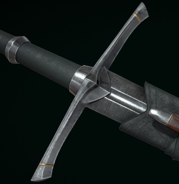 ArtStation - Strider's Sword with Scabbard and Knife