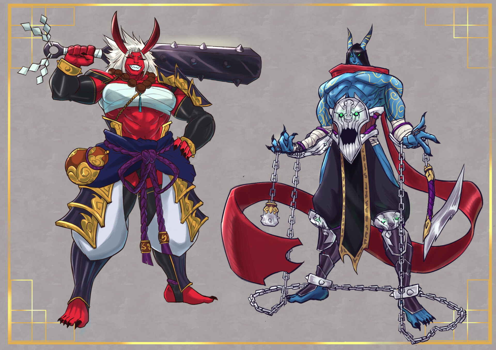ArtStation - Red and Blue Oni, Concept Art