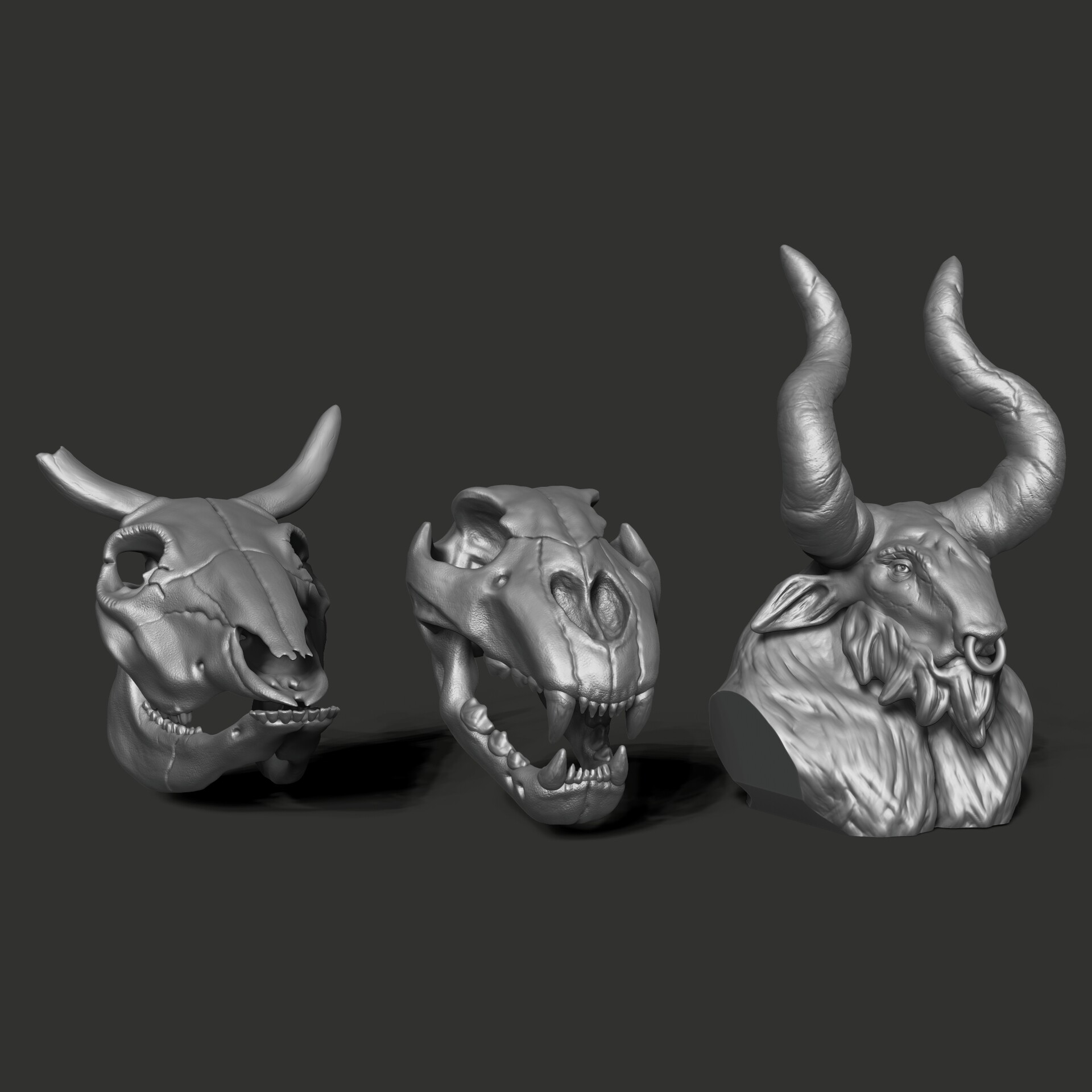 ArtStation - Bull & Cheetah skull and Minotaur Sculpture