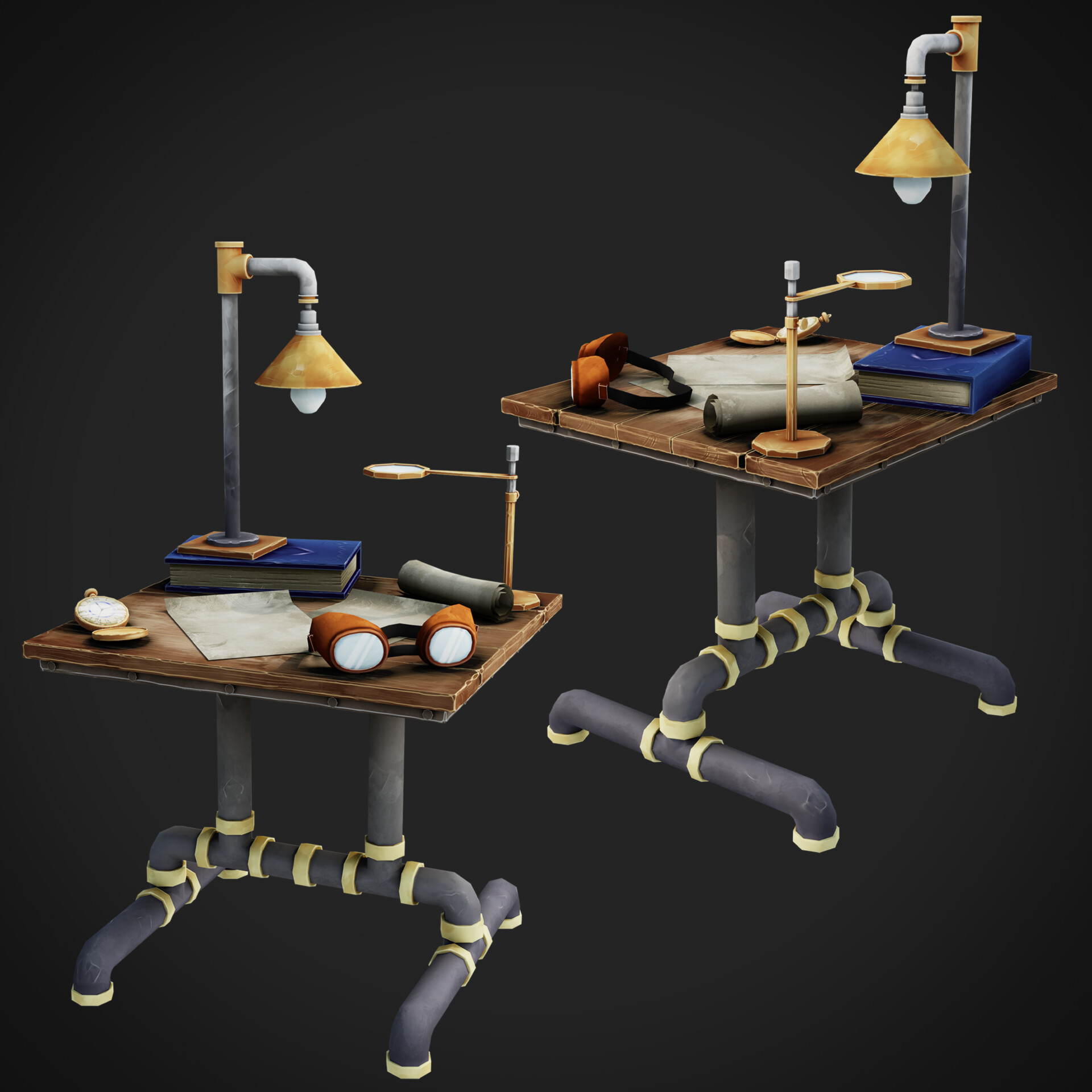 ArtStation - Steampunk Inspired Stylized Table