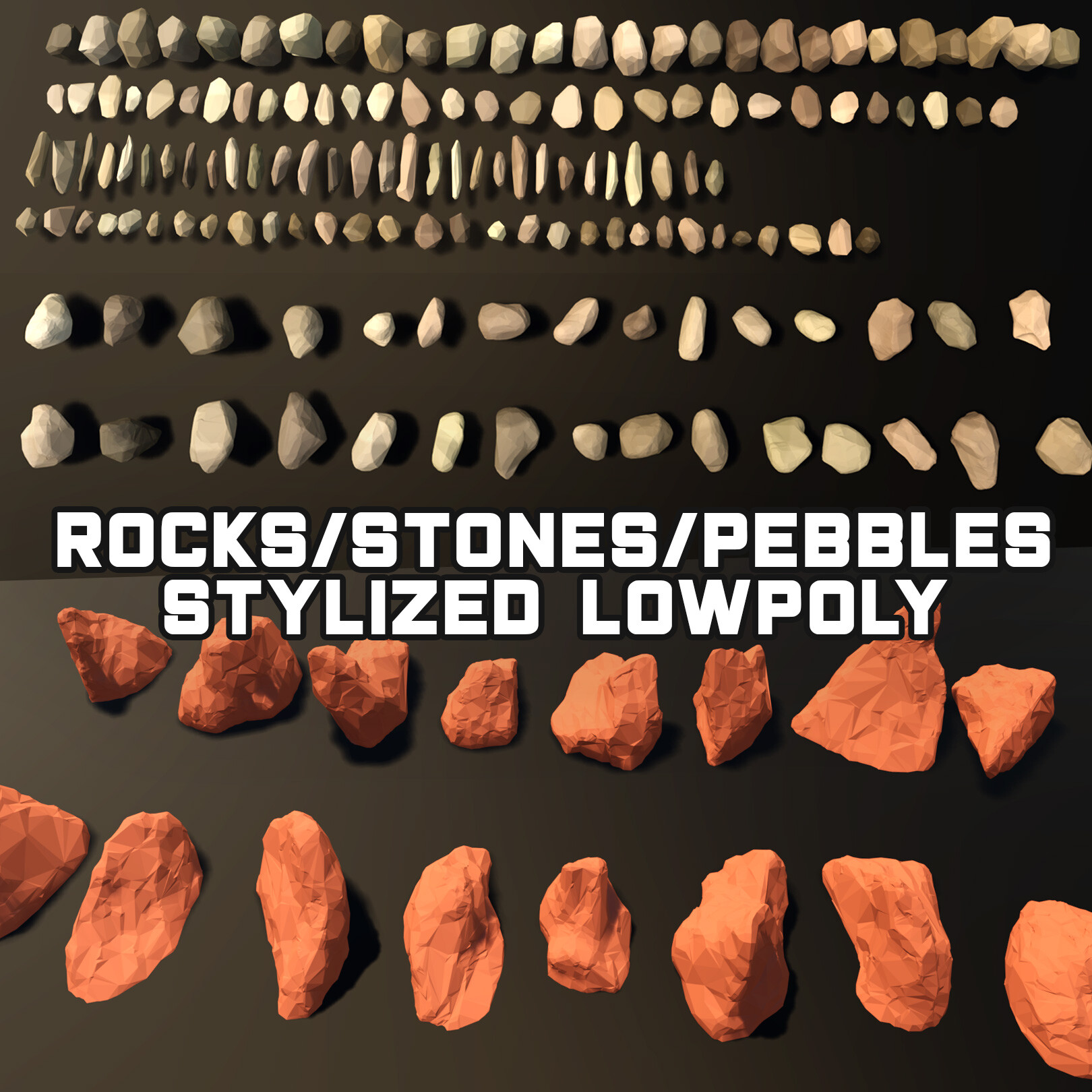 ArtStation - Stylized Rock and Pebbles Lowpoly Props