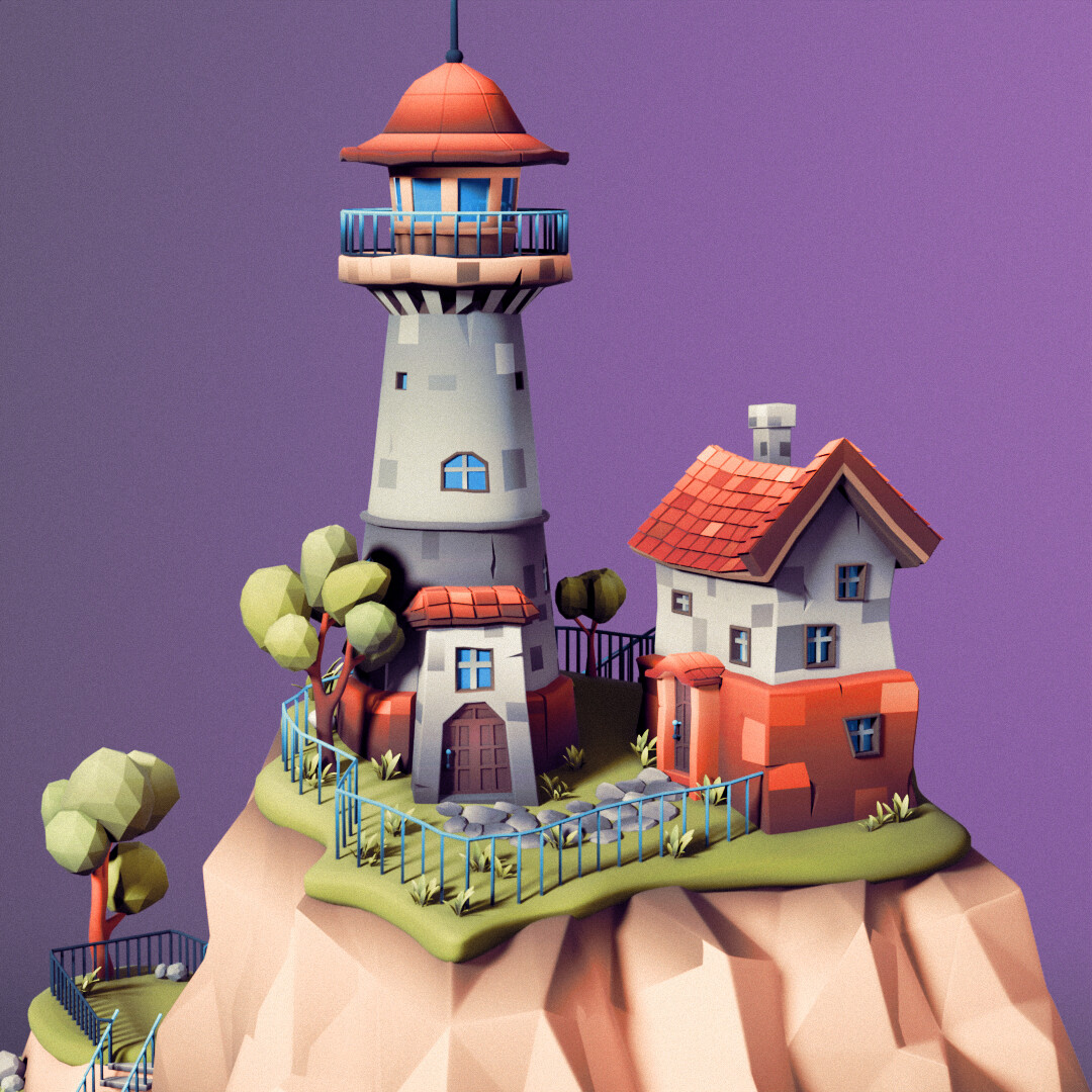 ArtStation - Stylized lighthouse on the island