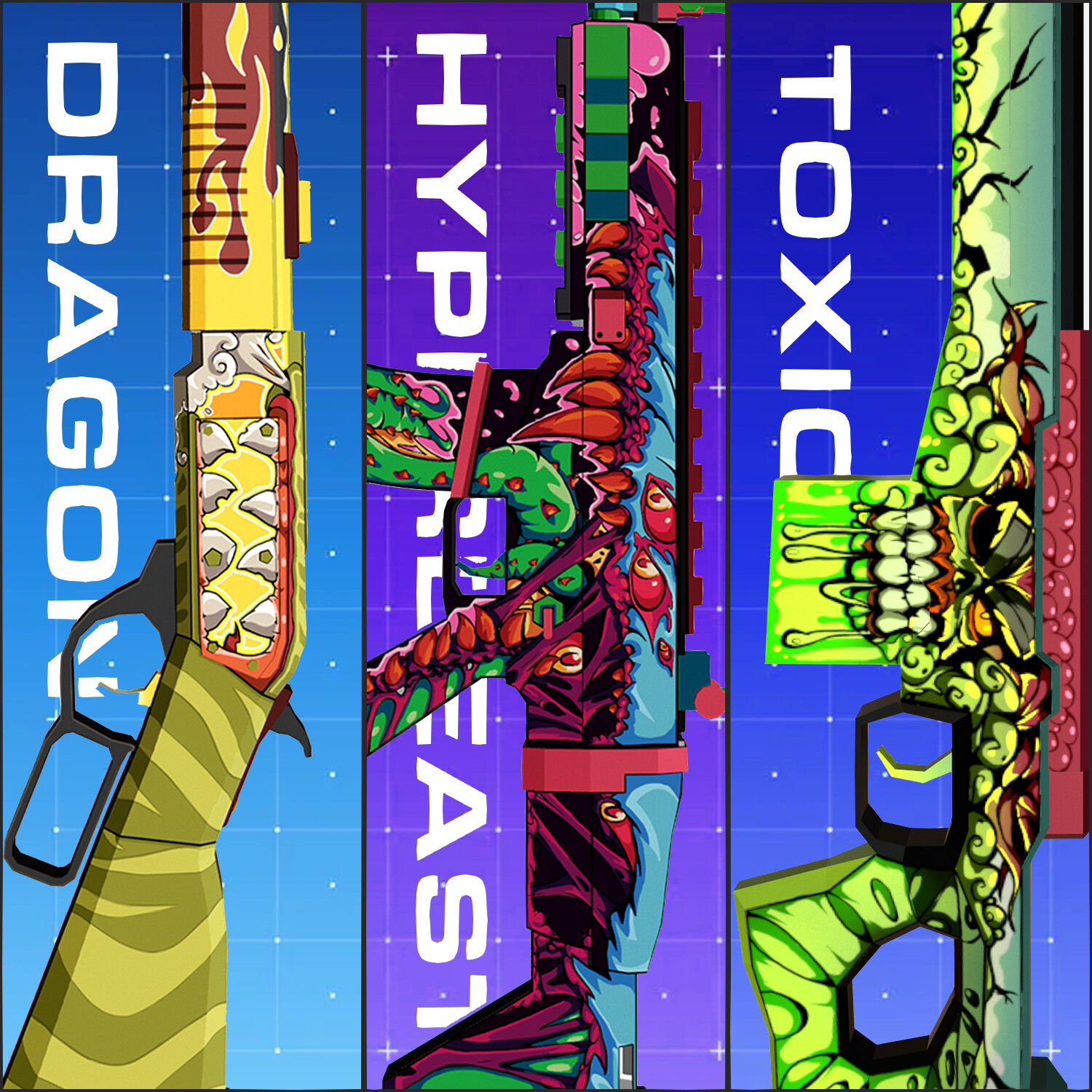 ArtStation - The "Beast" skin collection for low-poly weapon models