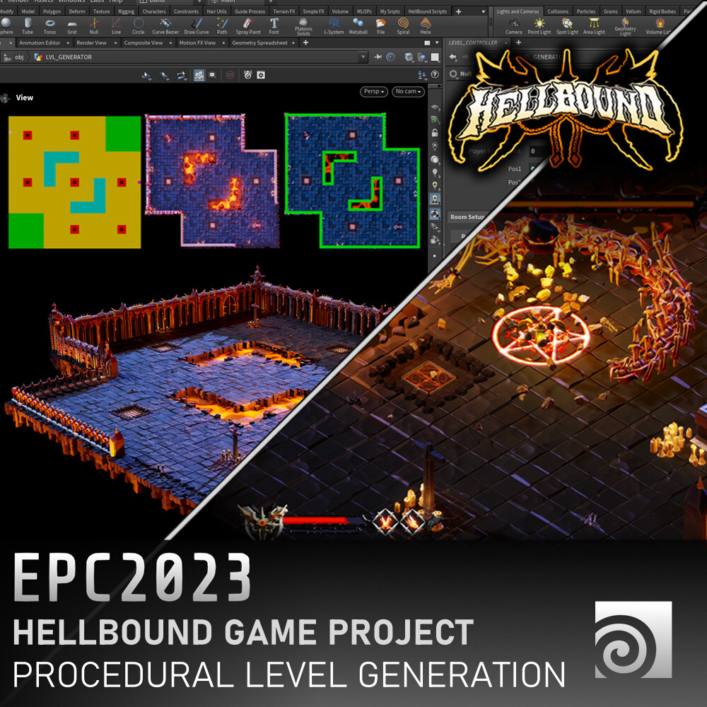 ArtStation - Hellbound Game Project - Procedural level generation in Houdini