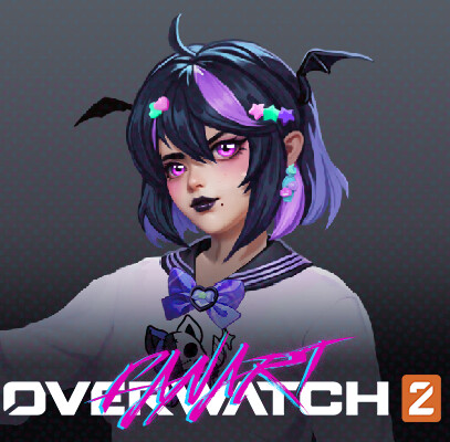 ArtStation - Overwatch 2. Pastel Goth Kiriko Fan-Made Skin Concept.