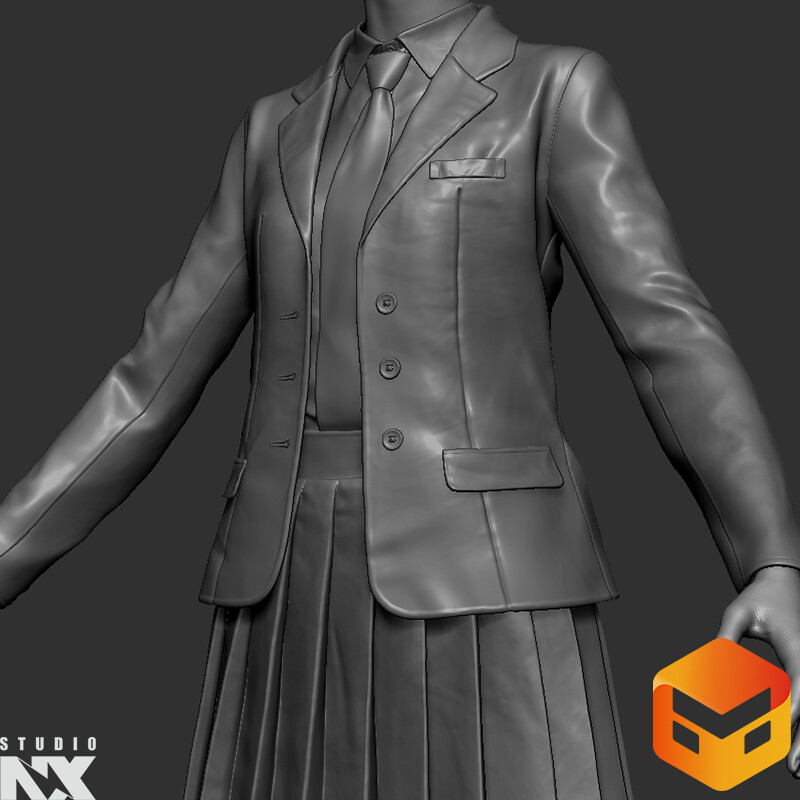 ArtStation - Marvelous Designer School Uniform