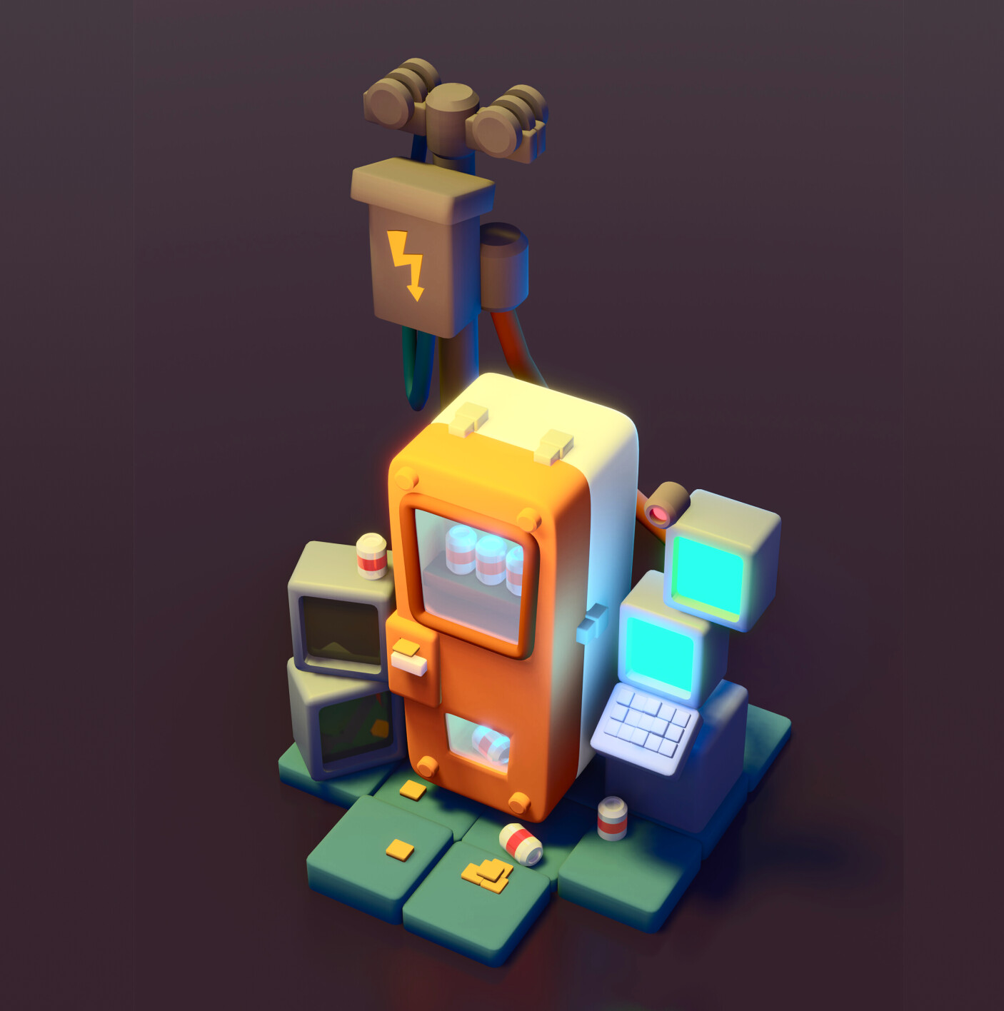 ArtStation - A vending machine. Step by step, create an image of a ...