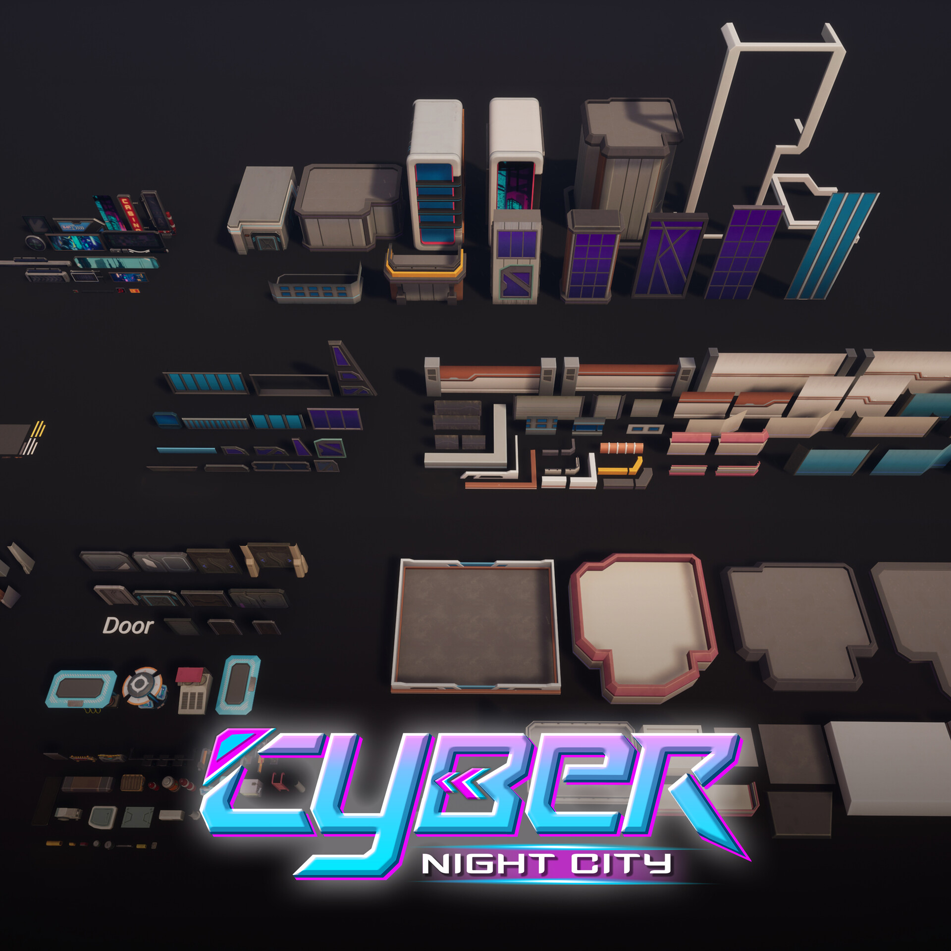 ArtStation - Stylized PBR 3D Environment - Cyber Night City - Modular ...