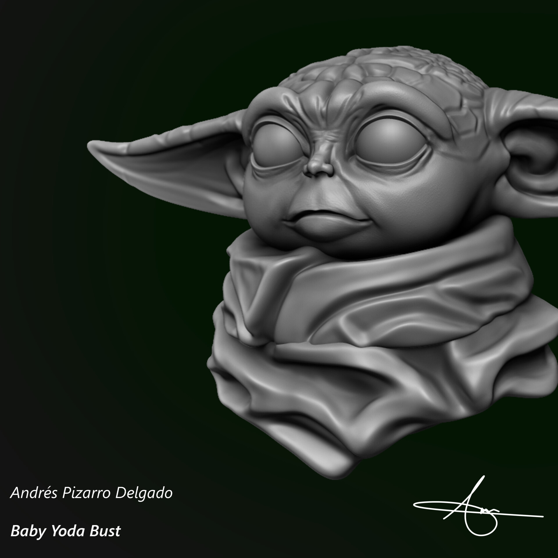 Andrés Pizarro Delgado - Baby Yoda bust.
